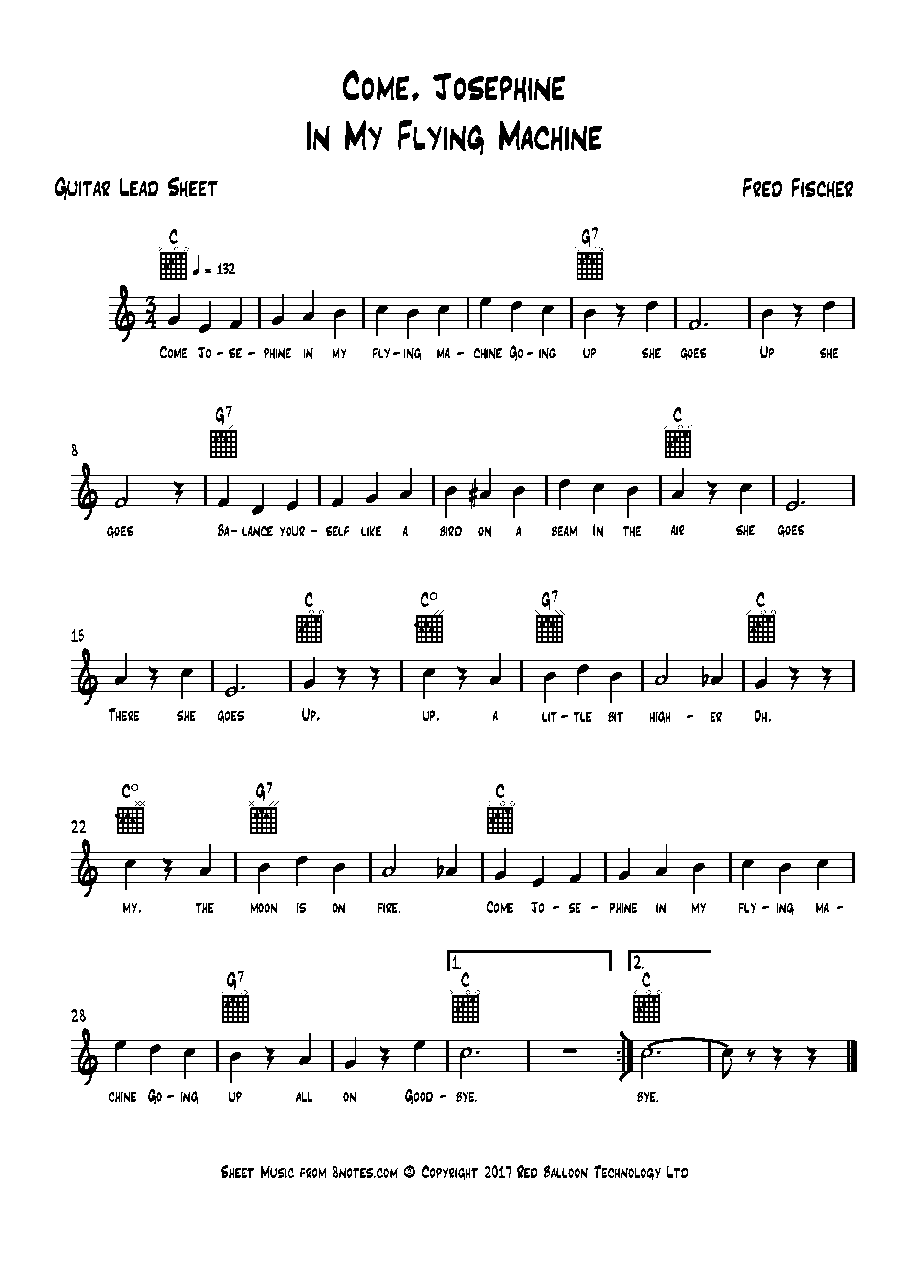 Fred Fisher - Come, Josephine in my Flying Machine Sheet music for Lead ...