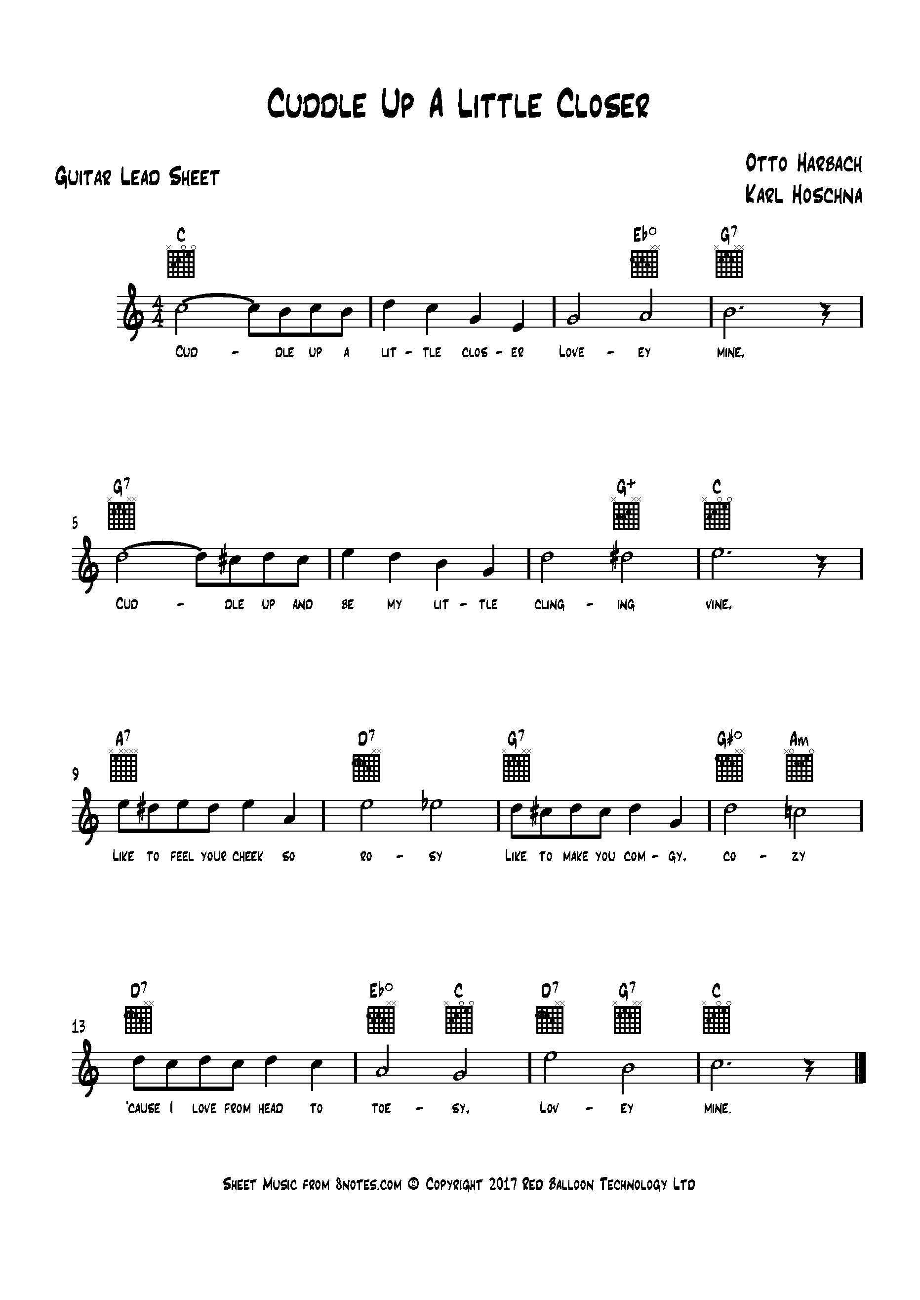 Karl Hoschna - Cuddle Up A Little Closer, Lovey Mine Sheet music for ...