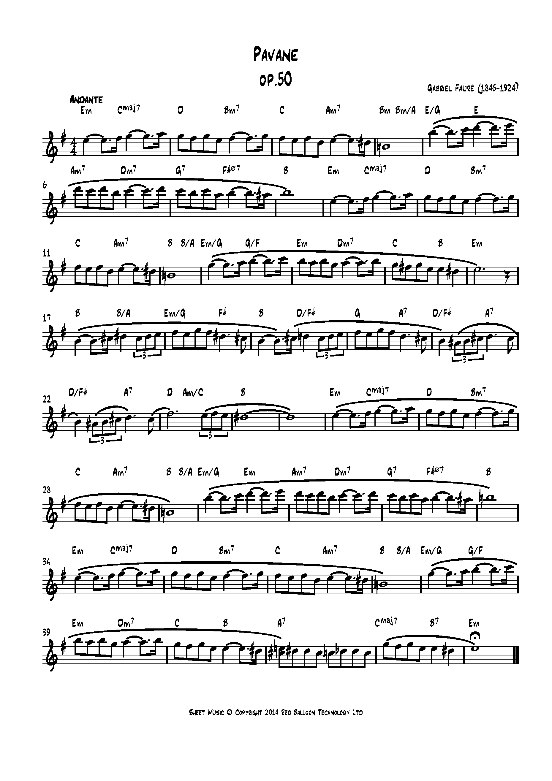 Fauré - Pavane Op.50 Sheet music for Lead Sheets - 8notes.com