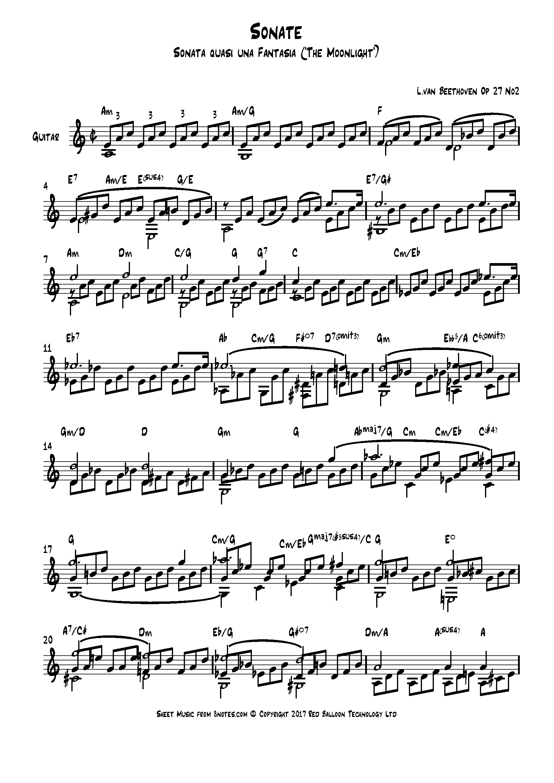 Beethoven - Moonlight Sonata Sheet music for Lead Sheets - 8notes.com