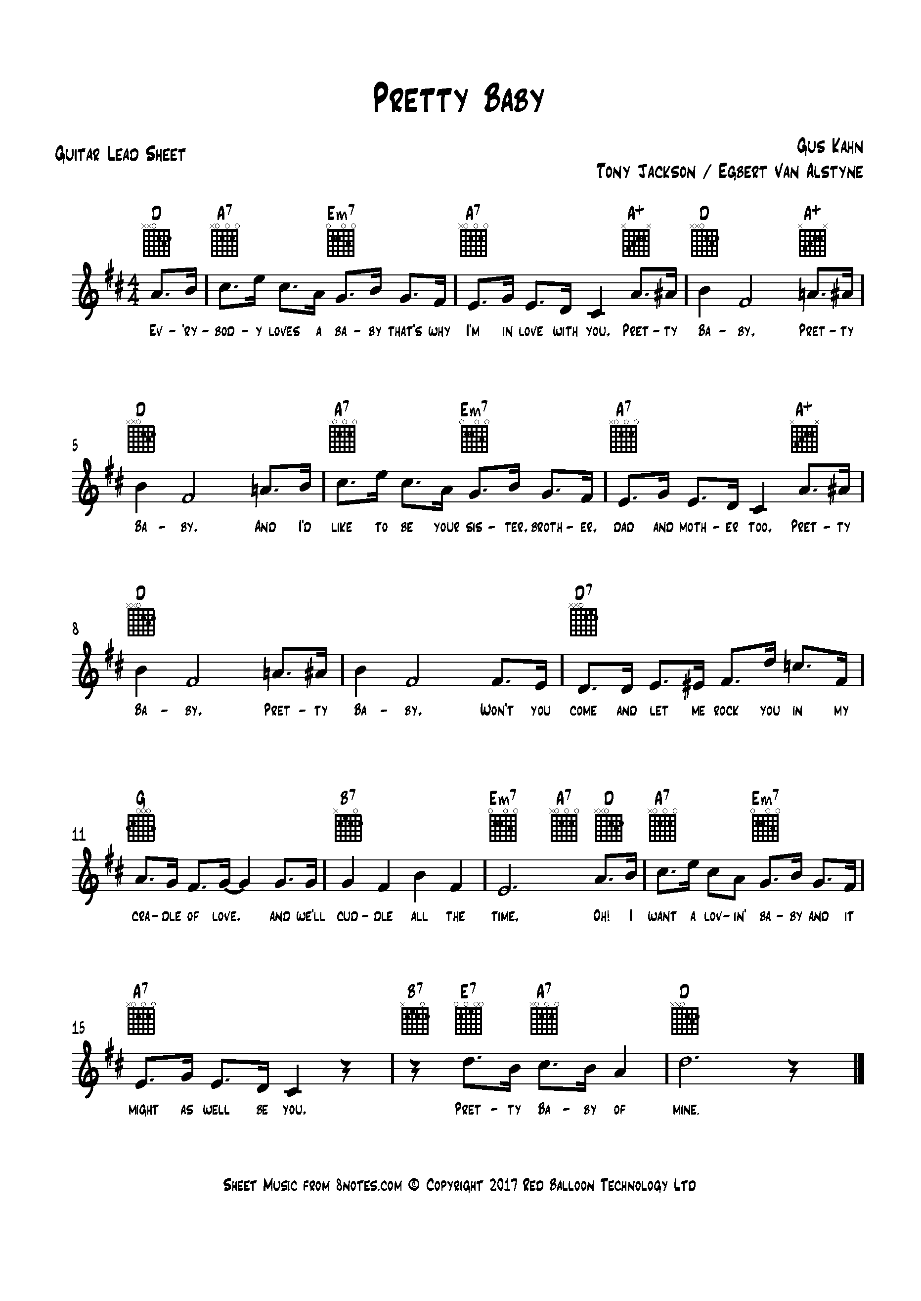 Tony Jackson - Pretty Baby Sheet music for Lead Sheets - 8notes.com