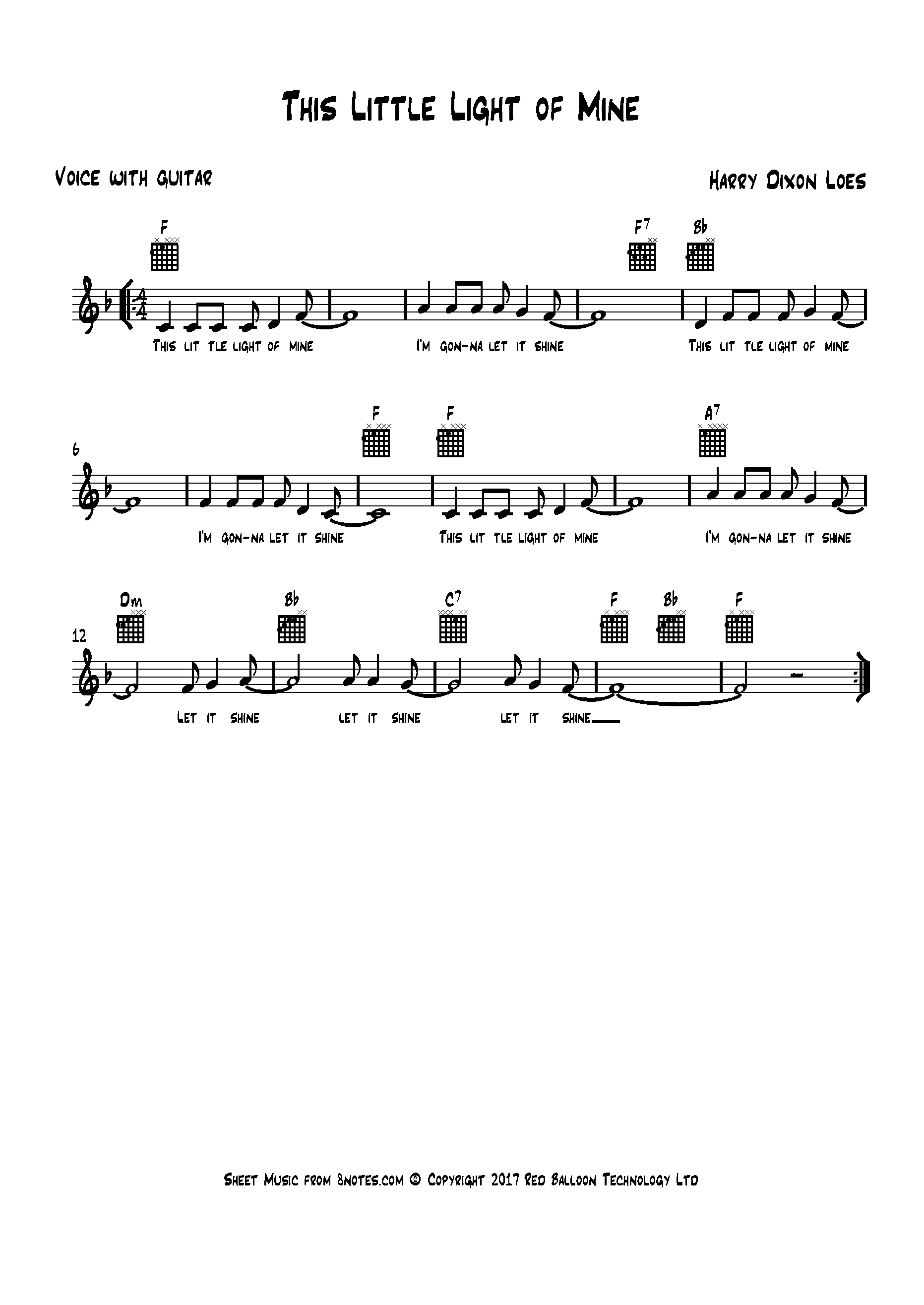 Harry Dixon Loes - This Little Light of Mine Sheet music for Lead ...