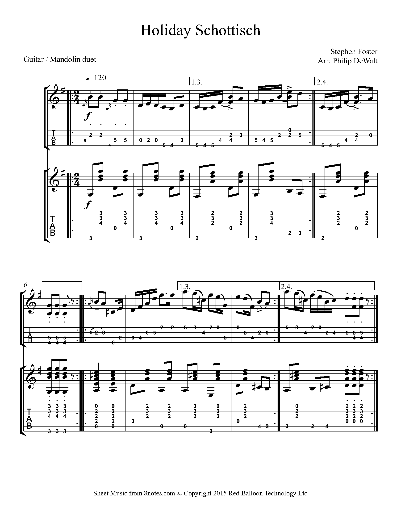 Stephen Foster - Holiday Schottisch Sheet music for Mandolin-Guitar ...