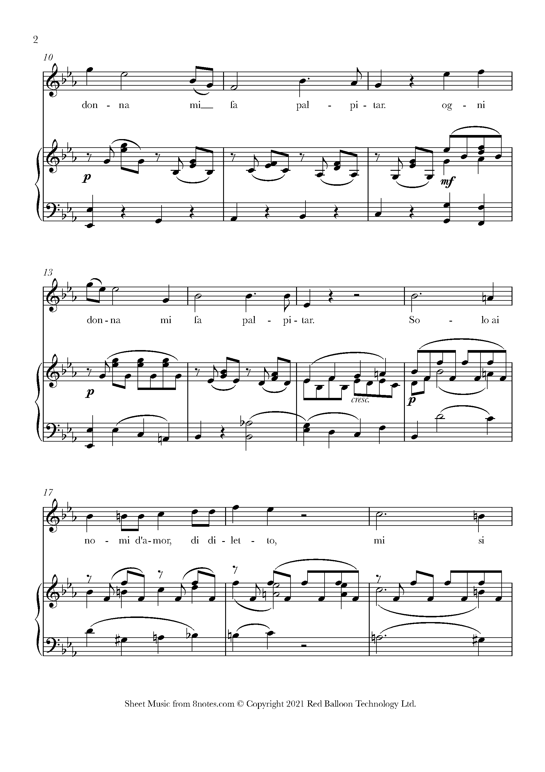 Mozart - Non so piu cosa son cosa faccio (The Marriage of Figaro) Sheet music for Mezzo Soprano ...