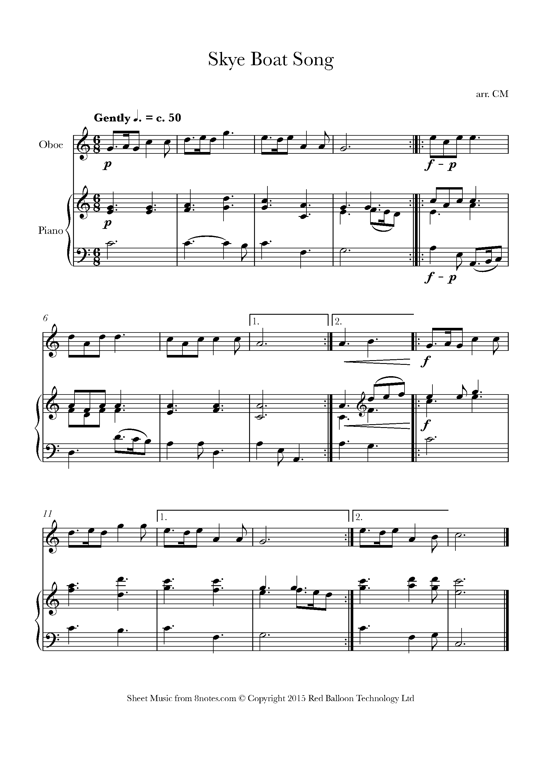 Skye Boat Song Sheet music for Oboe - 8notes.com
