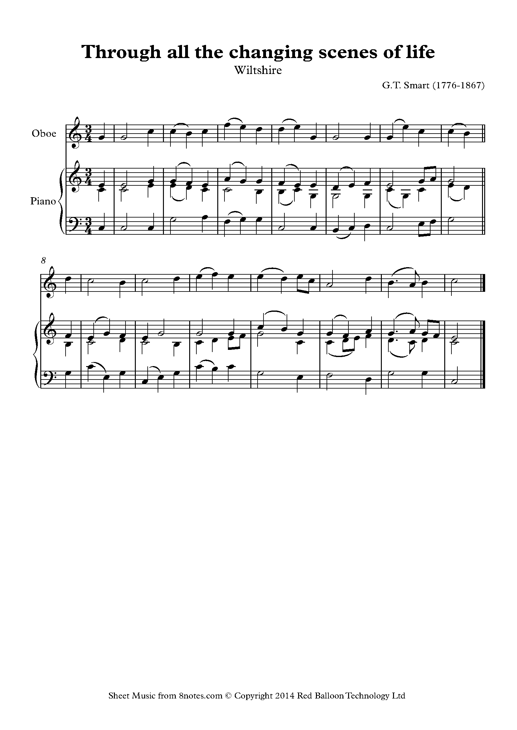 Smart - Through all the changing scenes of life (Wiltshire) Sheet music ...