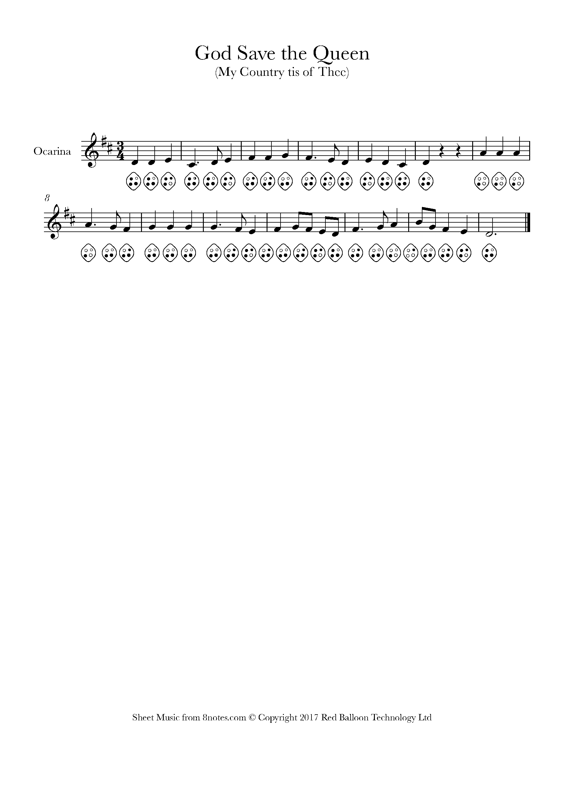God Save the Queen (British National Anthem) Sheet music for Ocarina ...