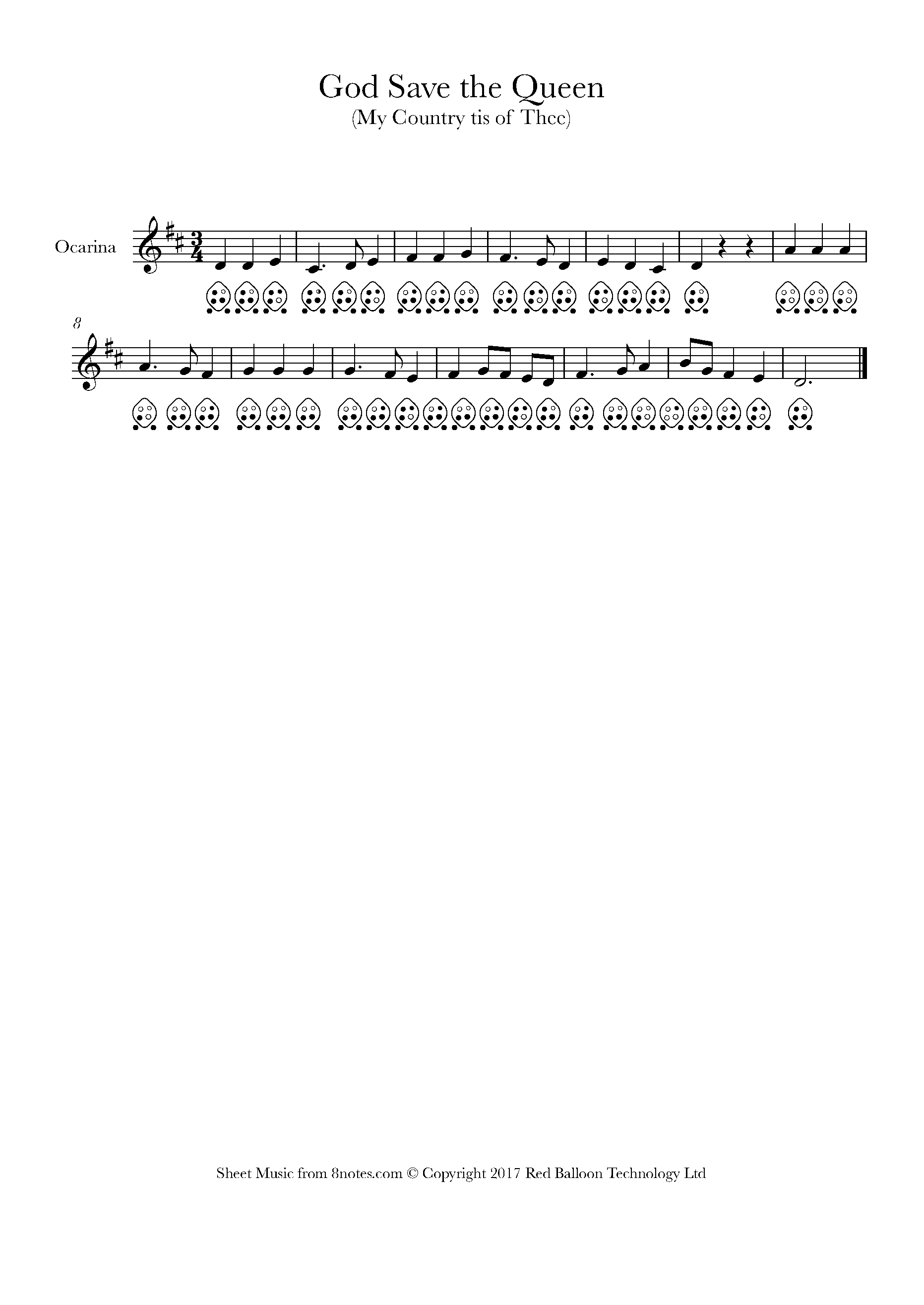 God Save the Queen (British National Anthem) Sheet music for Ocarina ...