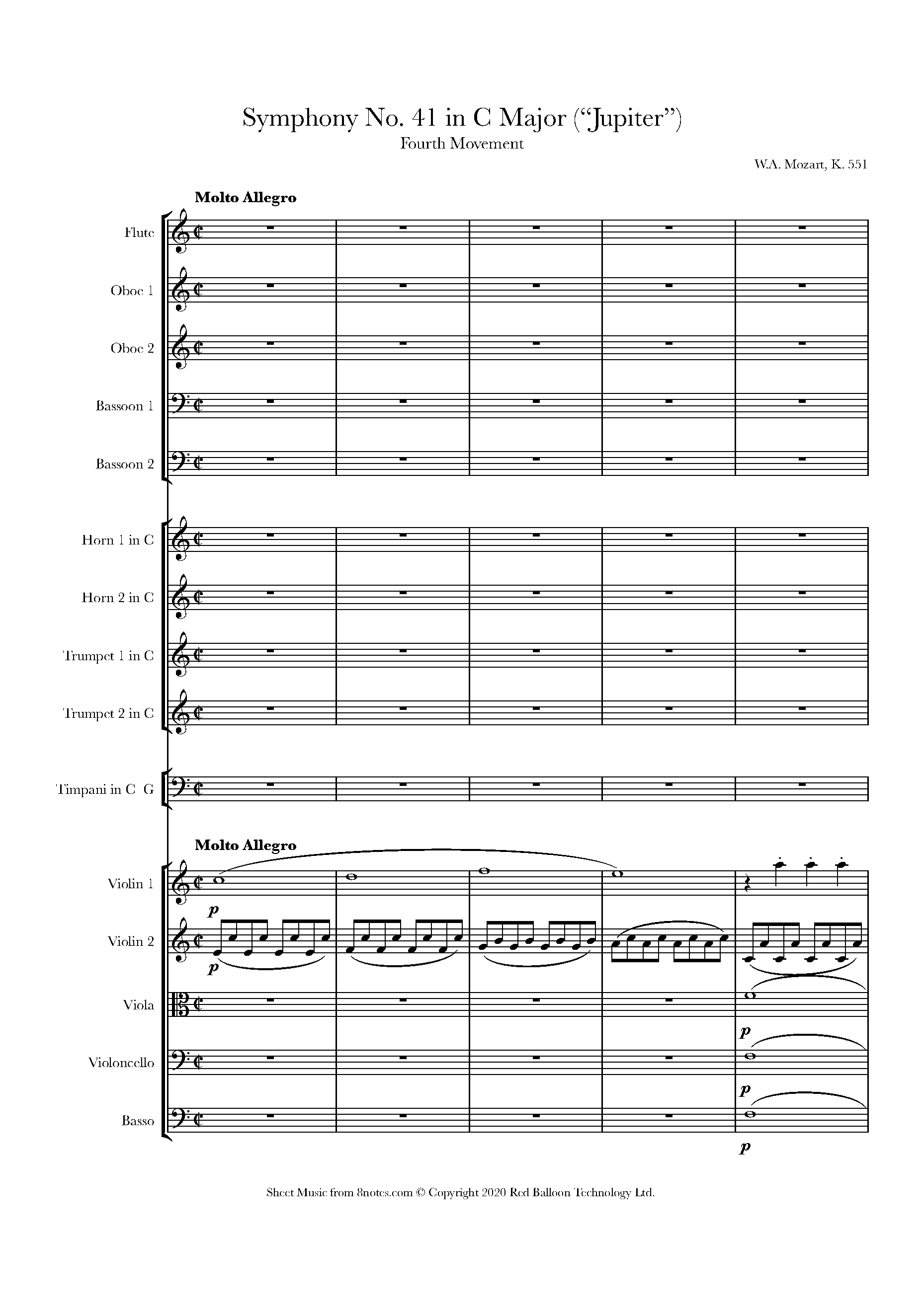 Mozart - Symphony No.41 in C Major (Jupiter), K.551, 4th Movement Sheet ...