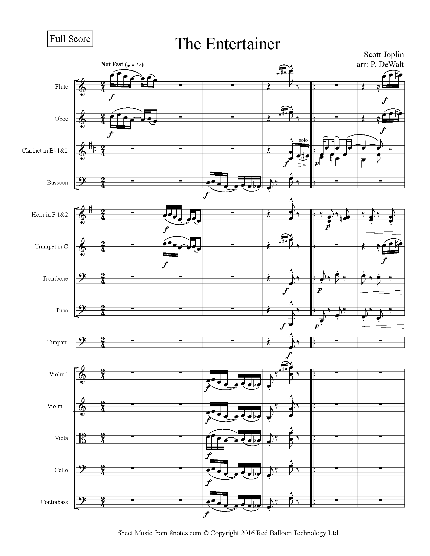 Scott Joplin - The Entertainer Sheet music for Orchestra - 8notes.com