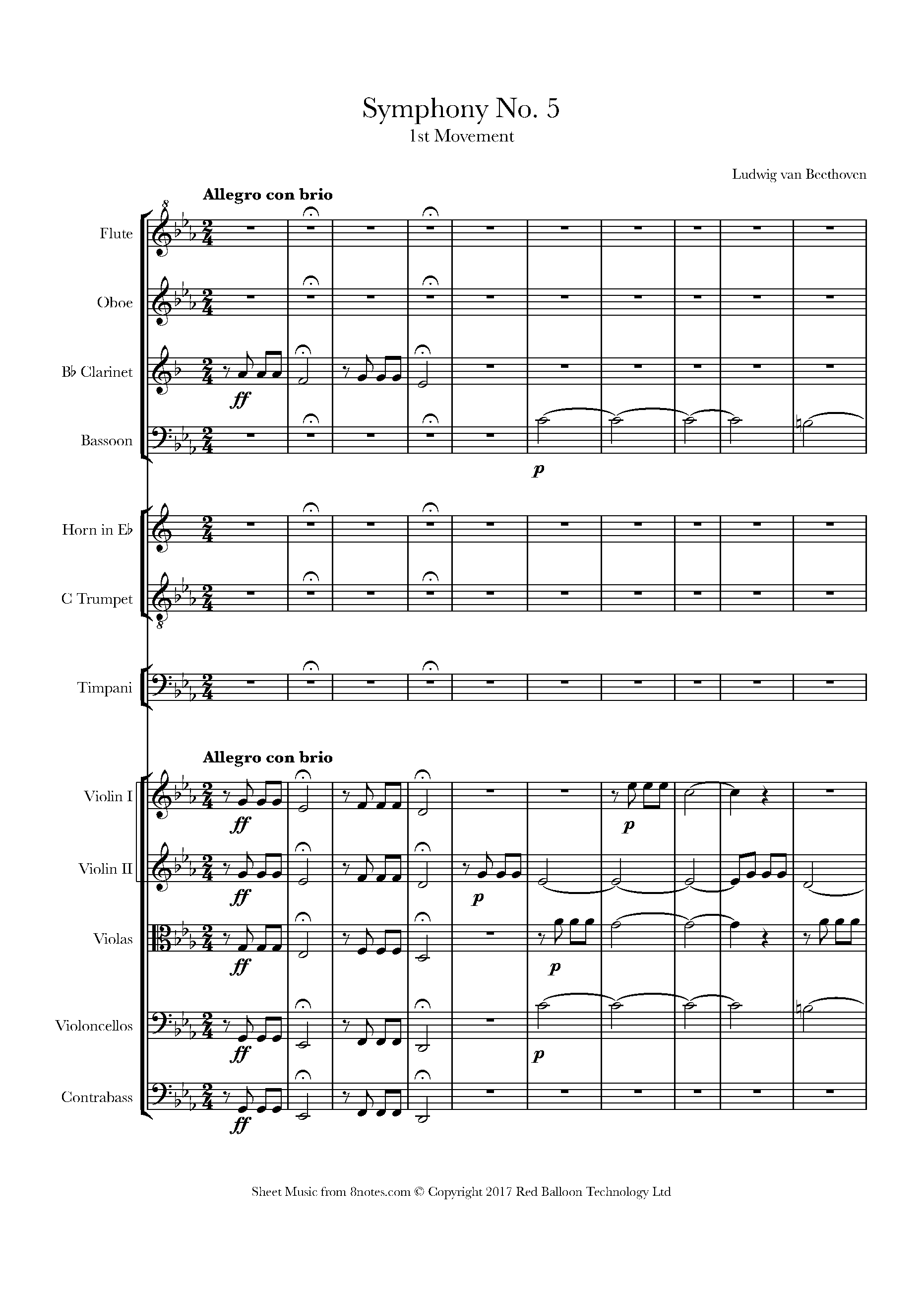 Beethoven - Symphony No. 5 1st mvt - Allegro con brio Sheet music for ...