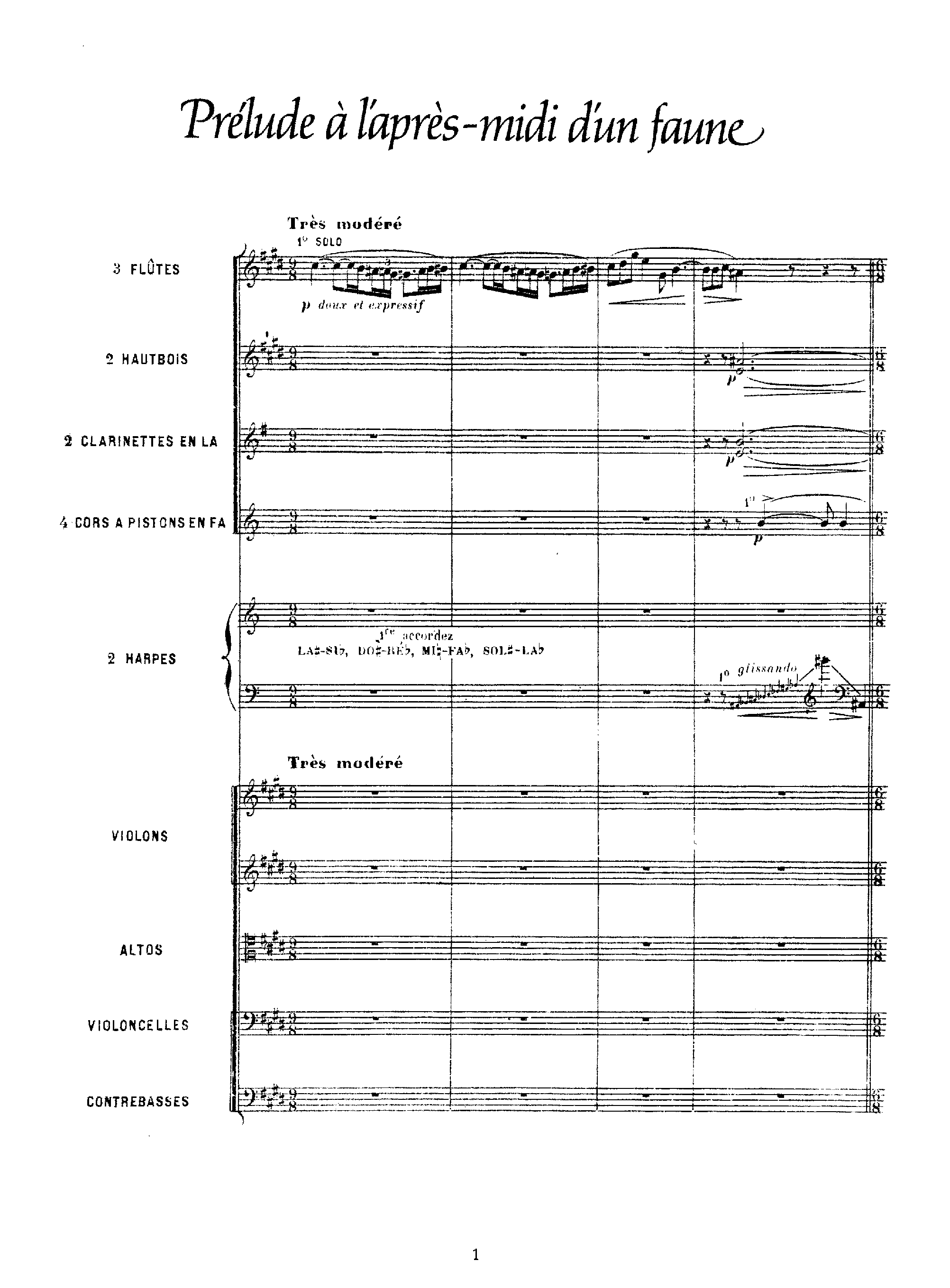 Debussy, Claude - Prélude à l'après-midi d'un faune (Complete) Sheet music for Orchestra ...