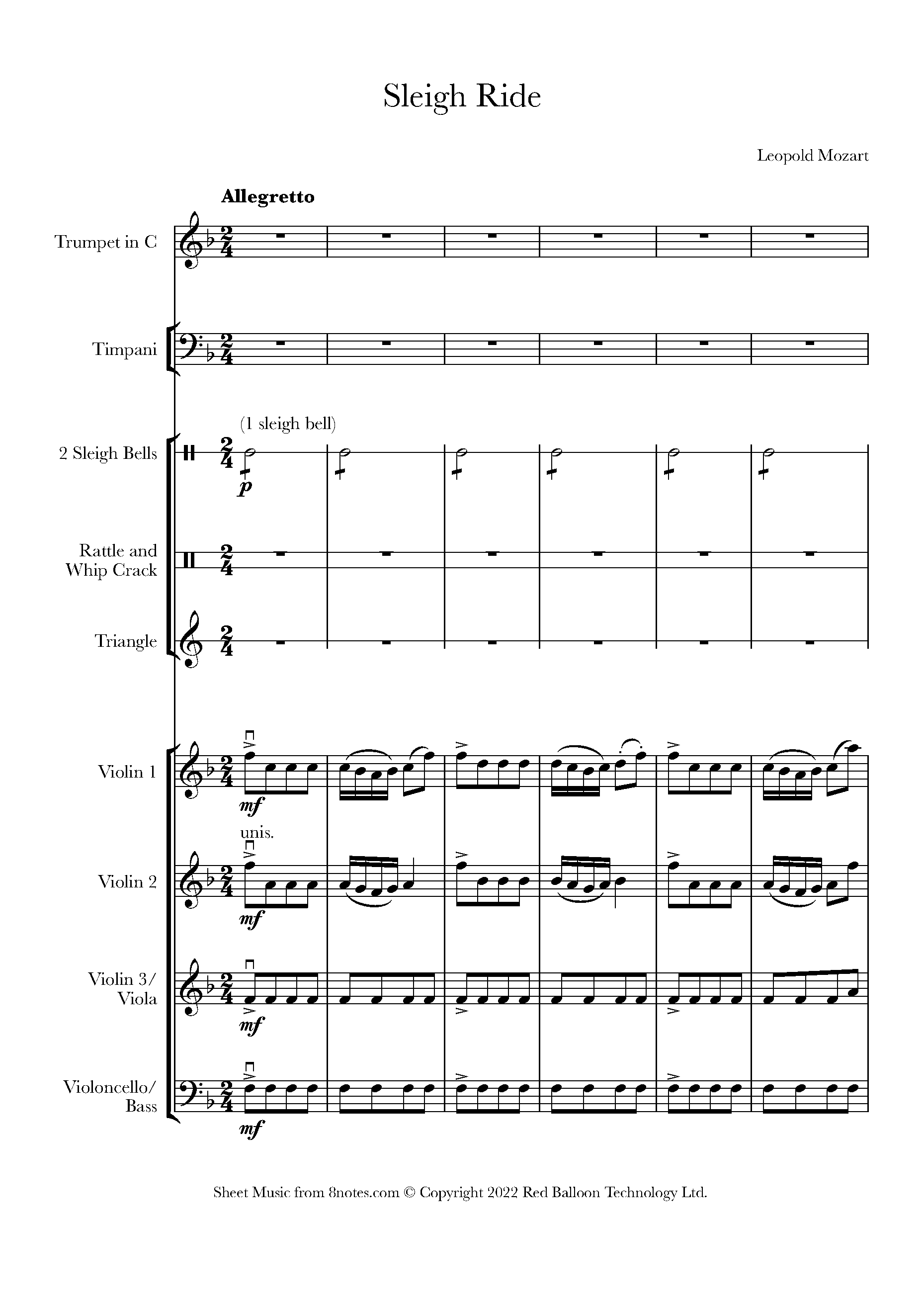 Mozart - Sleigh Ride Sheet music for Orchestra - 8notes.com