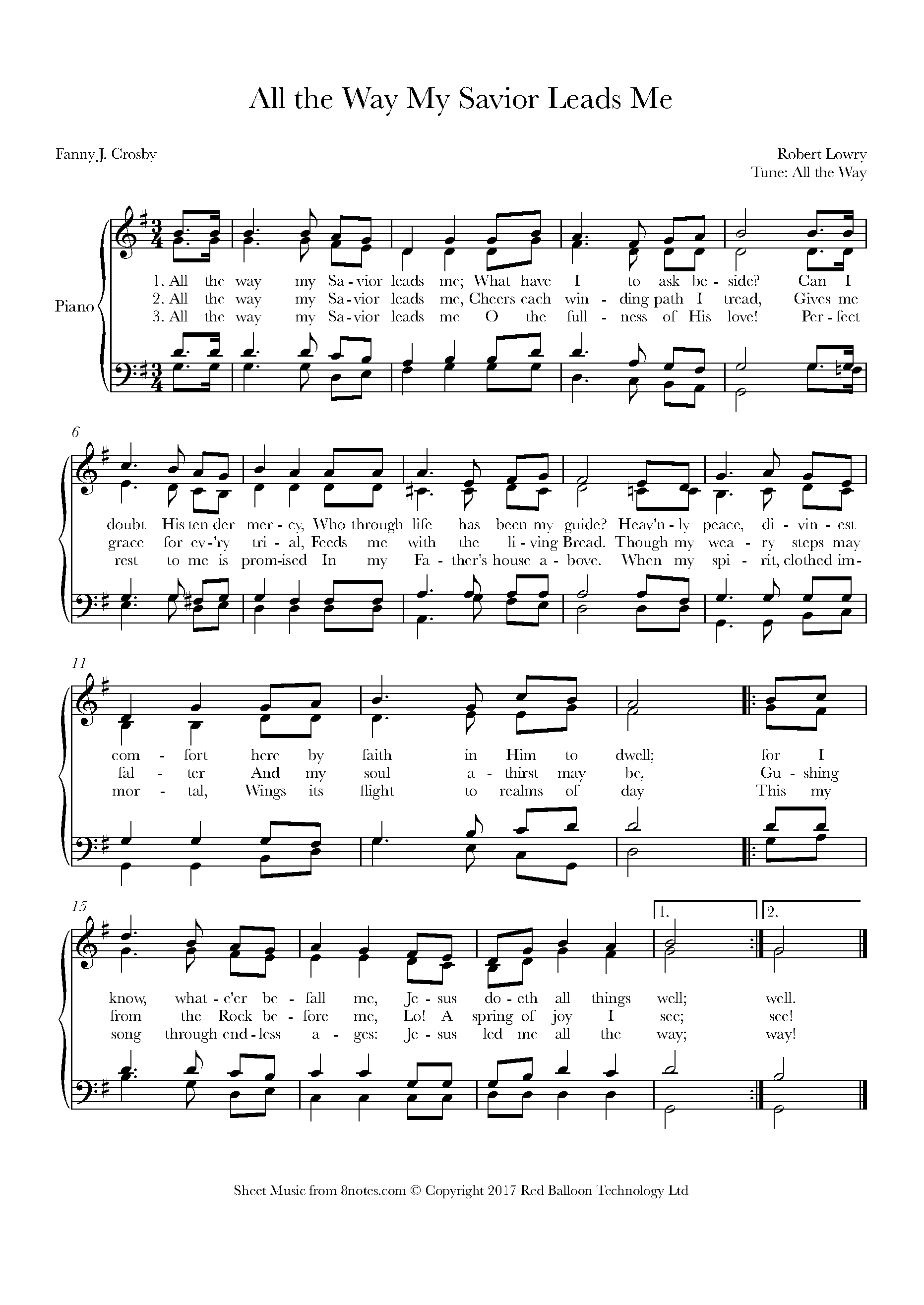 Lowry - All the Way My Savior Leads Me Sheet music for Organ - 8notes.com