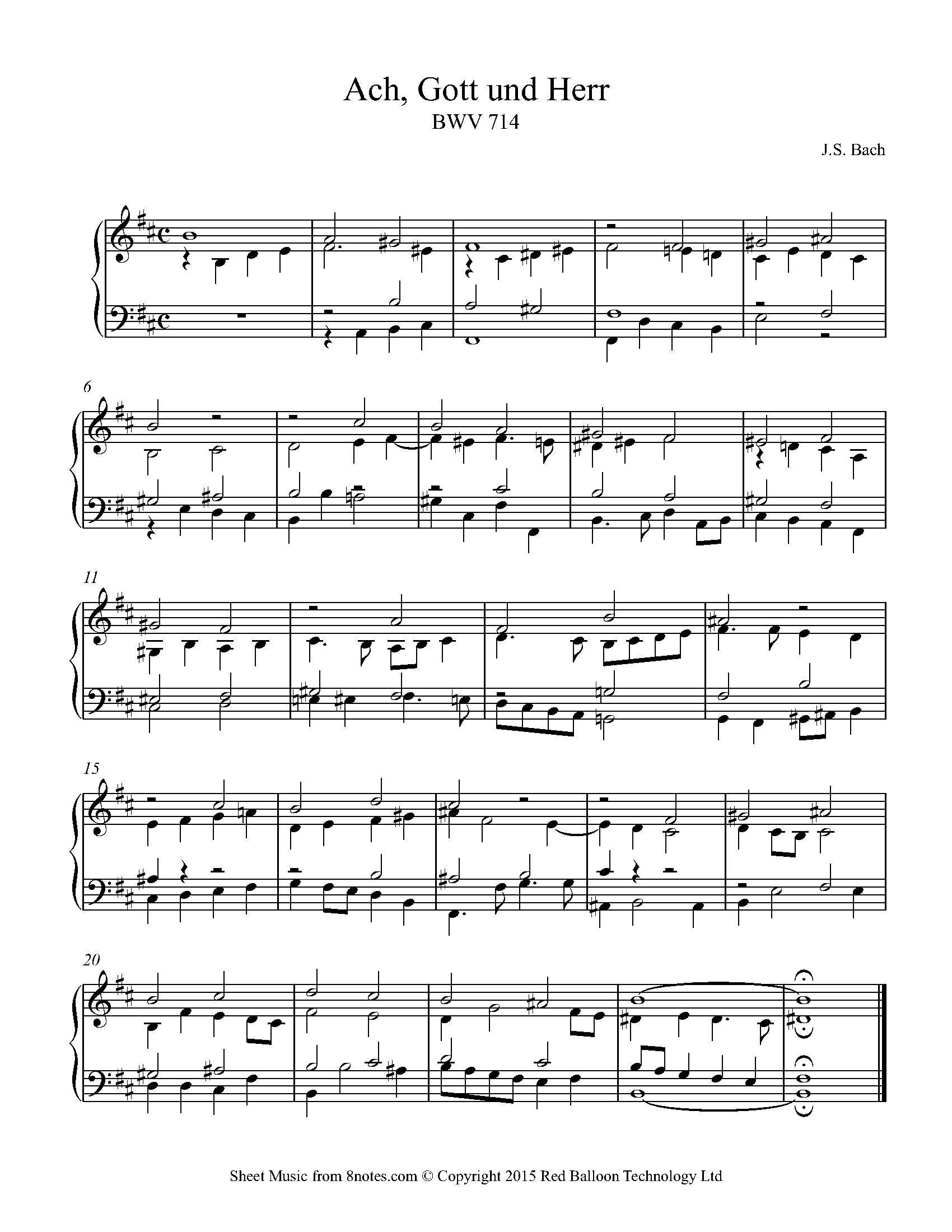 Bach - Ach, Gott und Herr BWV 714 Sheet music for Organ - 8notes.com