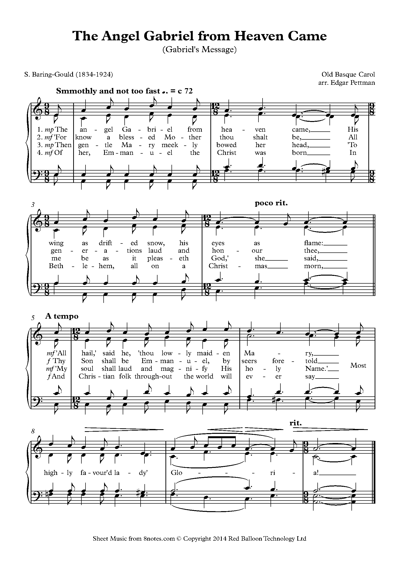 The Angel Gabriel from Heaven Came (Gabriel's Message) (trad. Basque ...