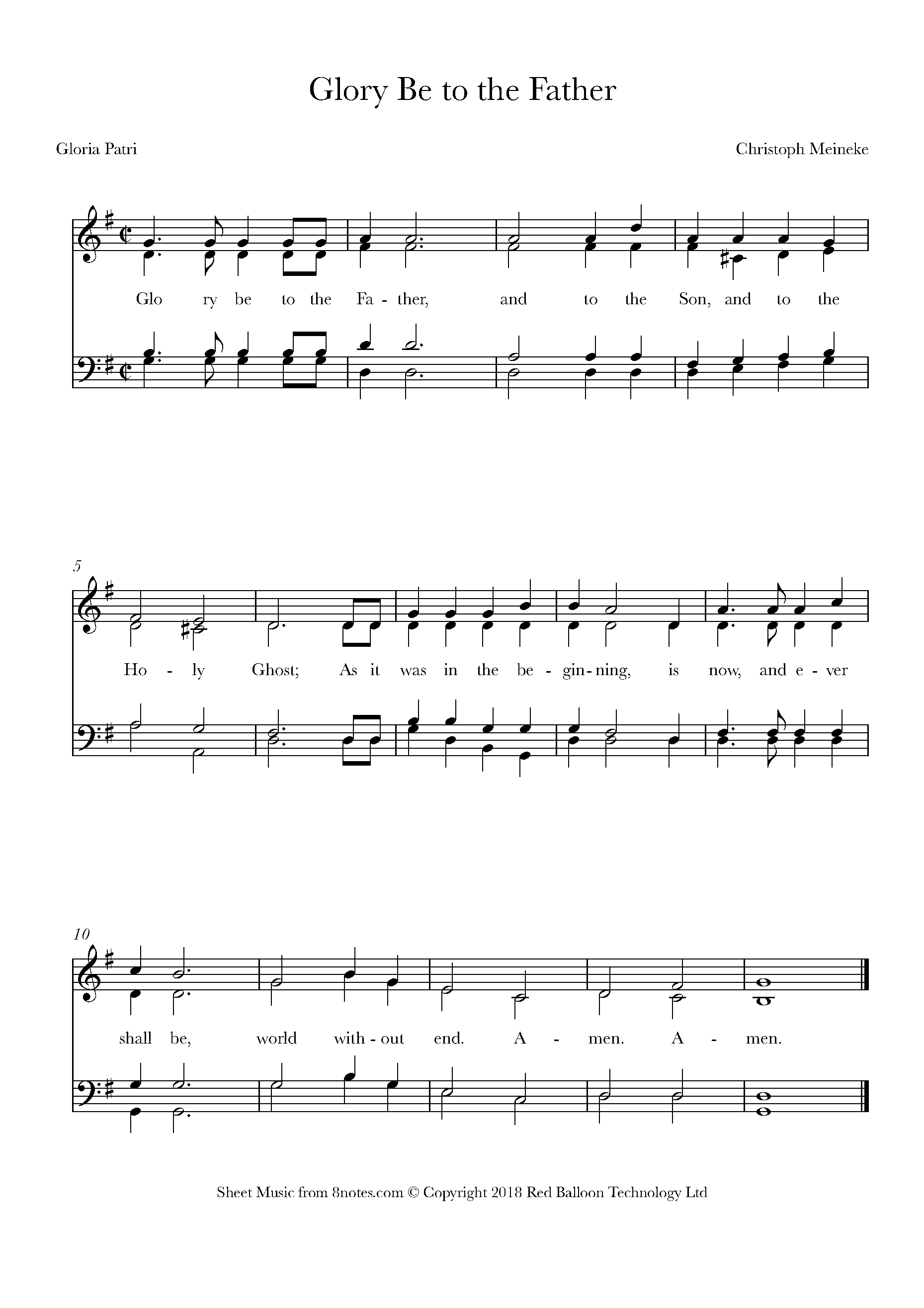 Meineke - Glory Be to the Father Sheet music for Organ - 8notes.com