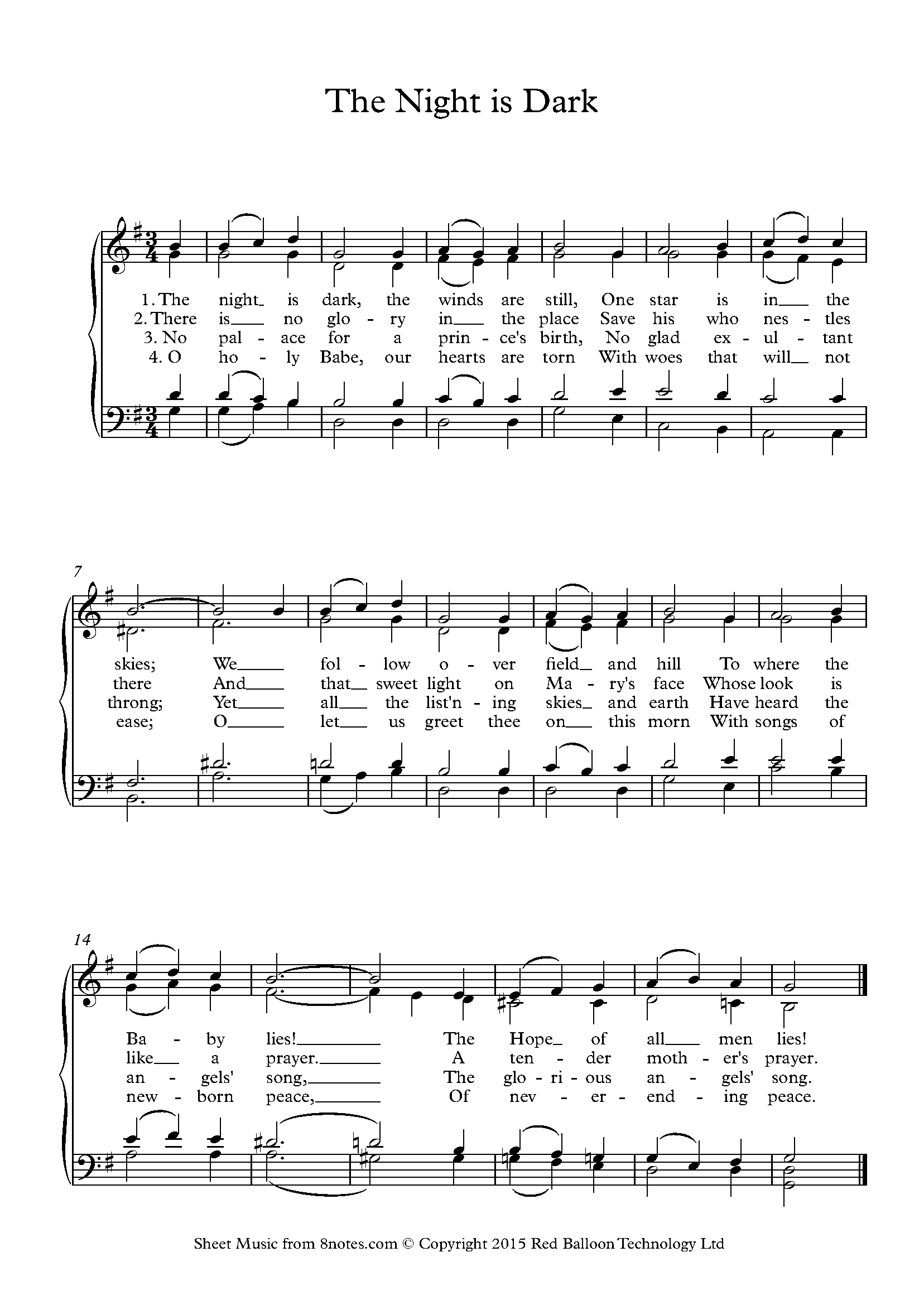 The Night is Dark Sheet music for Organ - 8notes.com