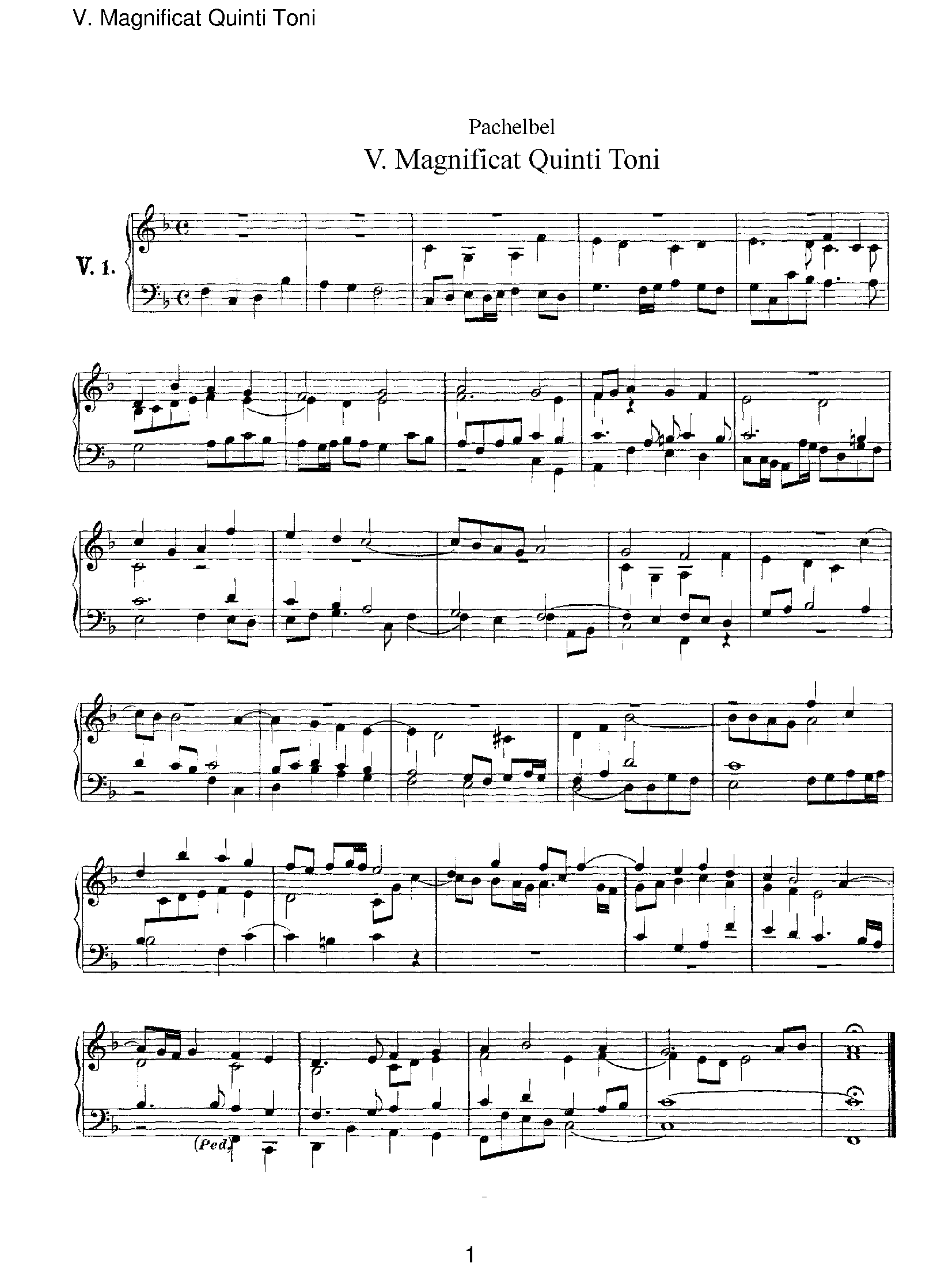 Pachelbel - V. Magnificat Quinti Toni Sheet music for Organ - 8notes.com