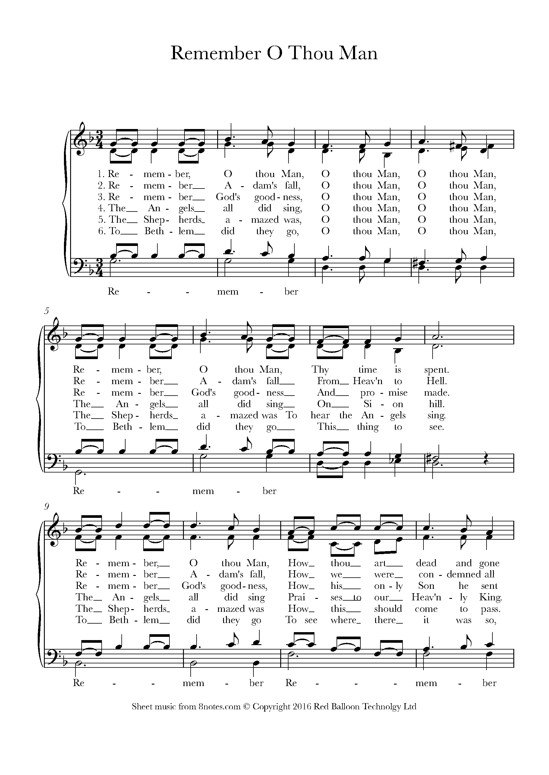 Remember O Thou Man Sheet music for Organ - 8notes.com