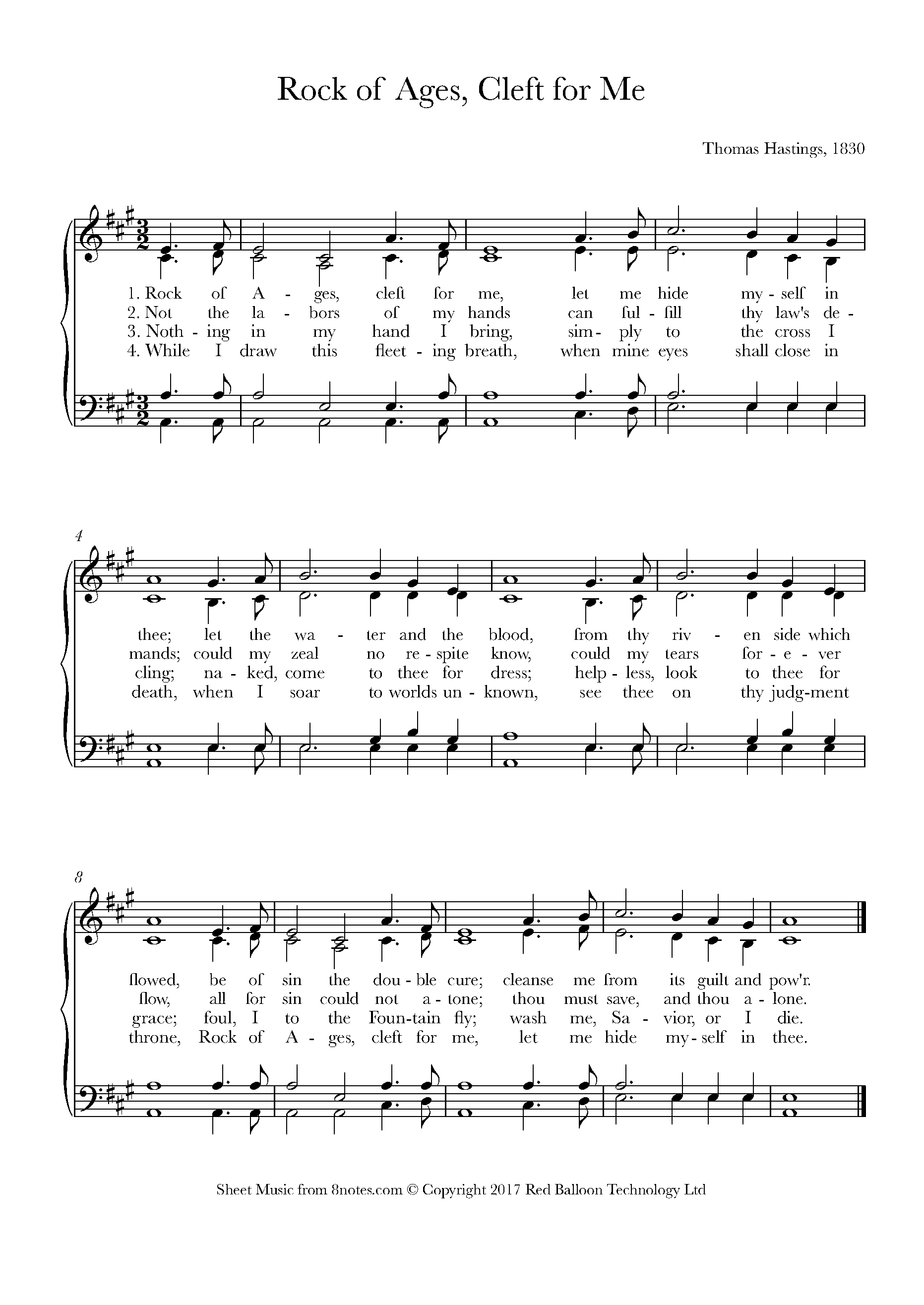 Hastings - Rock of Ages, Cleft for Me Sheet music for Organ - 8notes.com