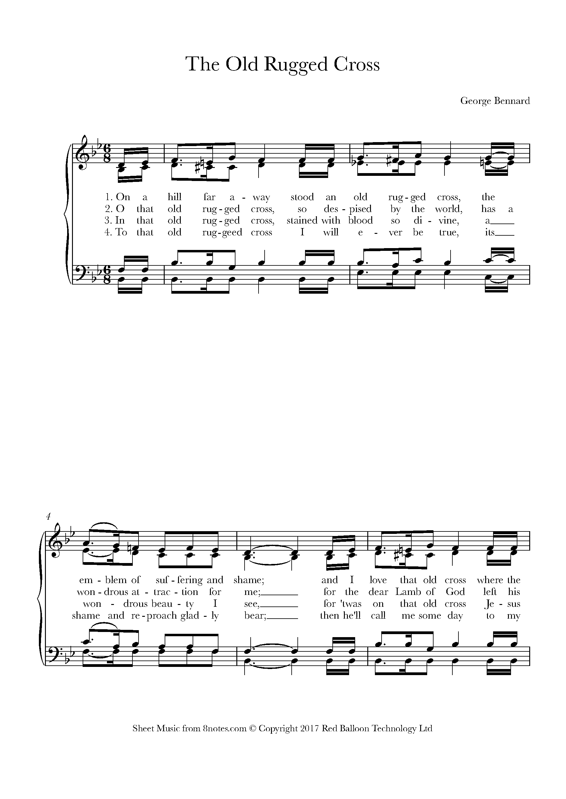 Bennard - The Old Rugged Cross Sheet music for Organ - 8notes.com