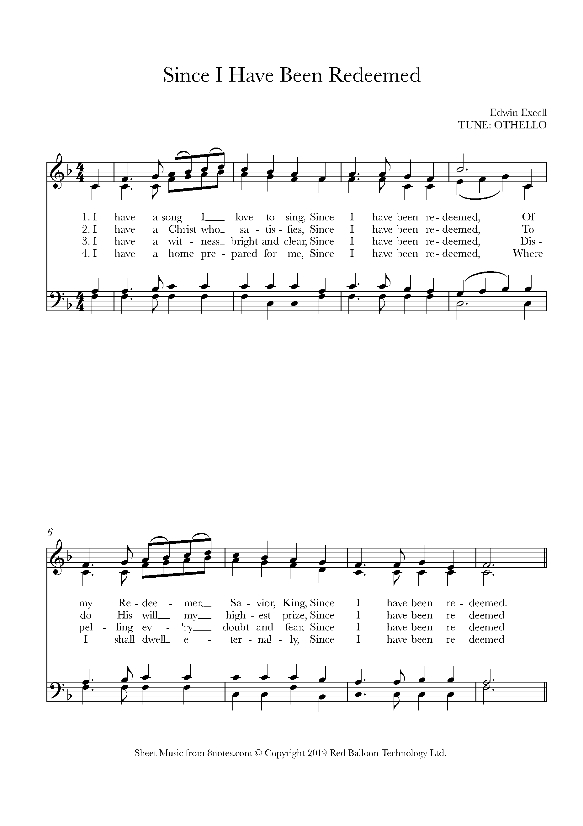Excell - Since I Have Been Redeemed Sheet music for Organ - 8notes.com