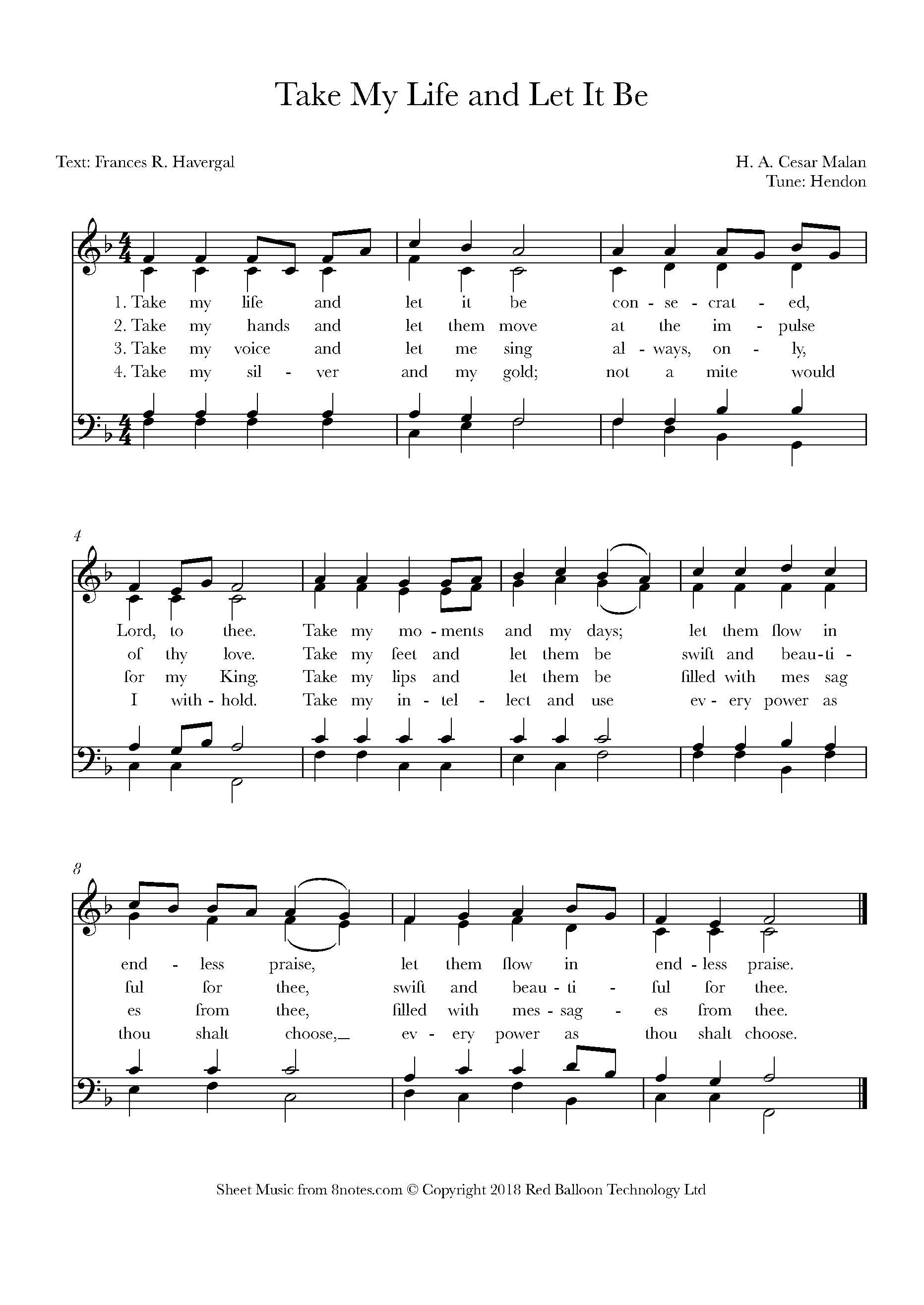 Malan - Take My Life and Let It Be Sheet music for Organ - 8notes.com