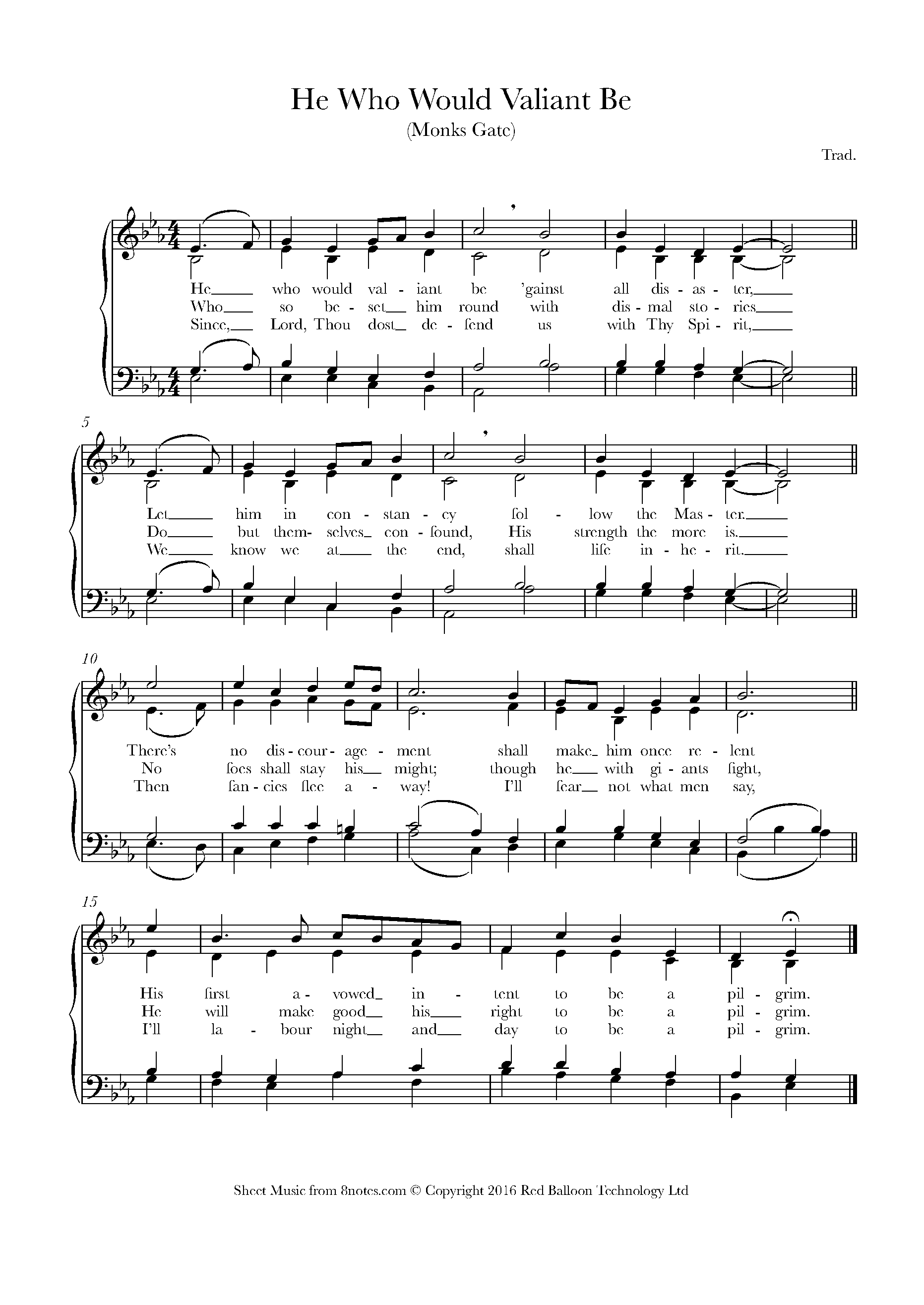 He Who Would Valiant Be (Monks Gate) Sheet music for Organ - 8notes.com
