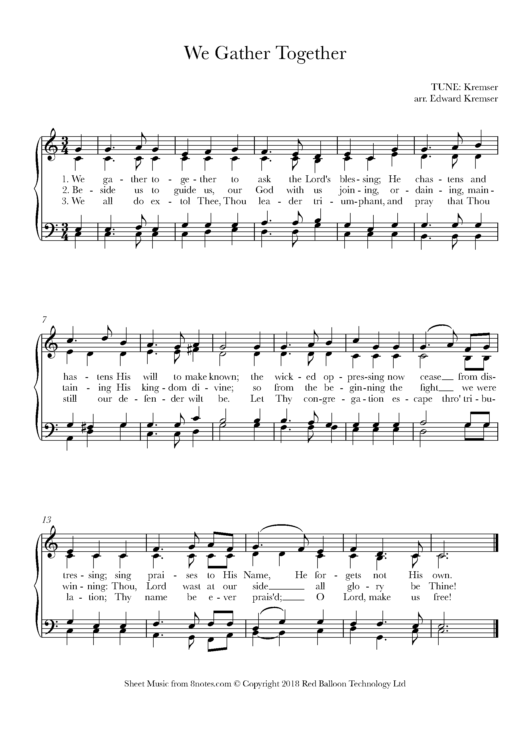 We Gather Together Sheet music for Organ - 8notes.com