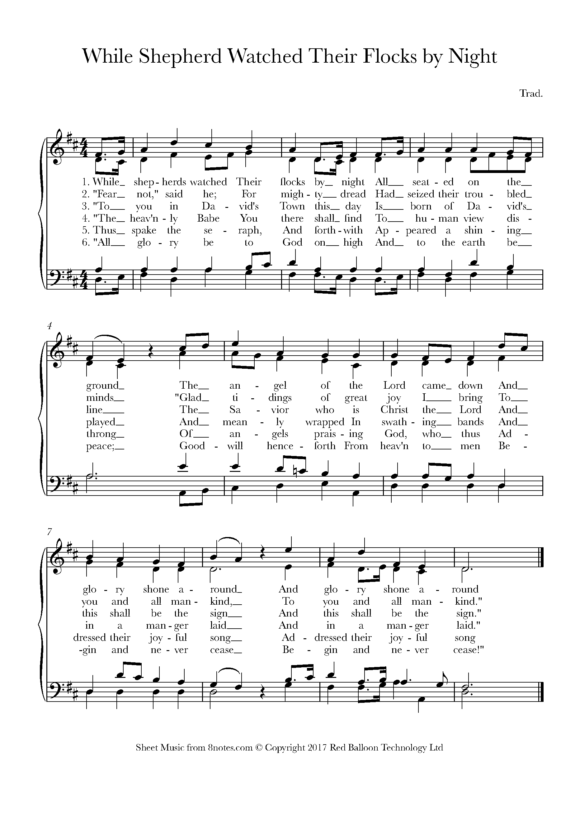 While Shepherds Watched Their Flocks by Night Sheet music for Organ ...