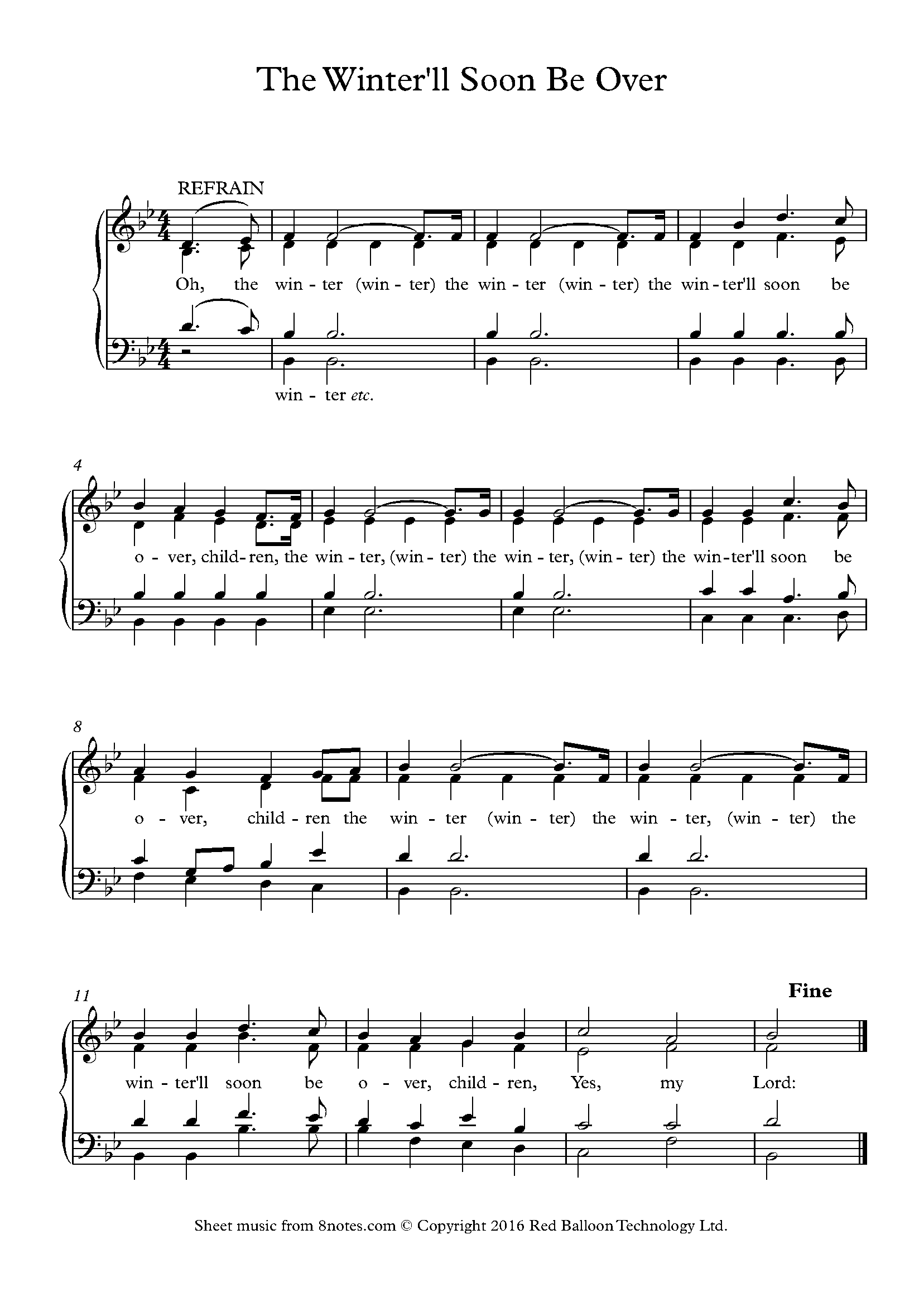 The Winter'll Soon Be Over Sheet music for Organ - 8notes.com