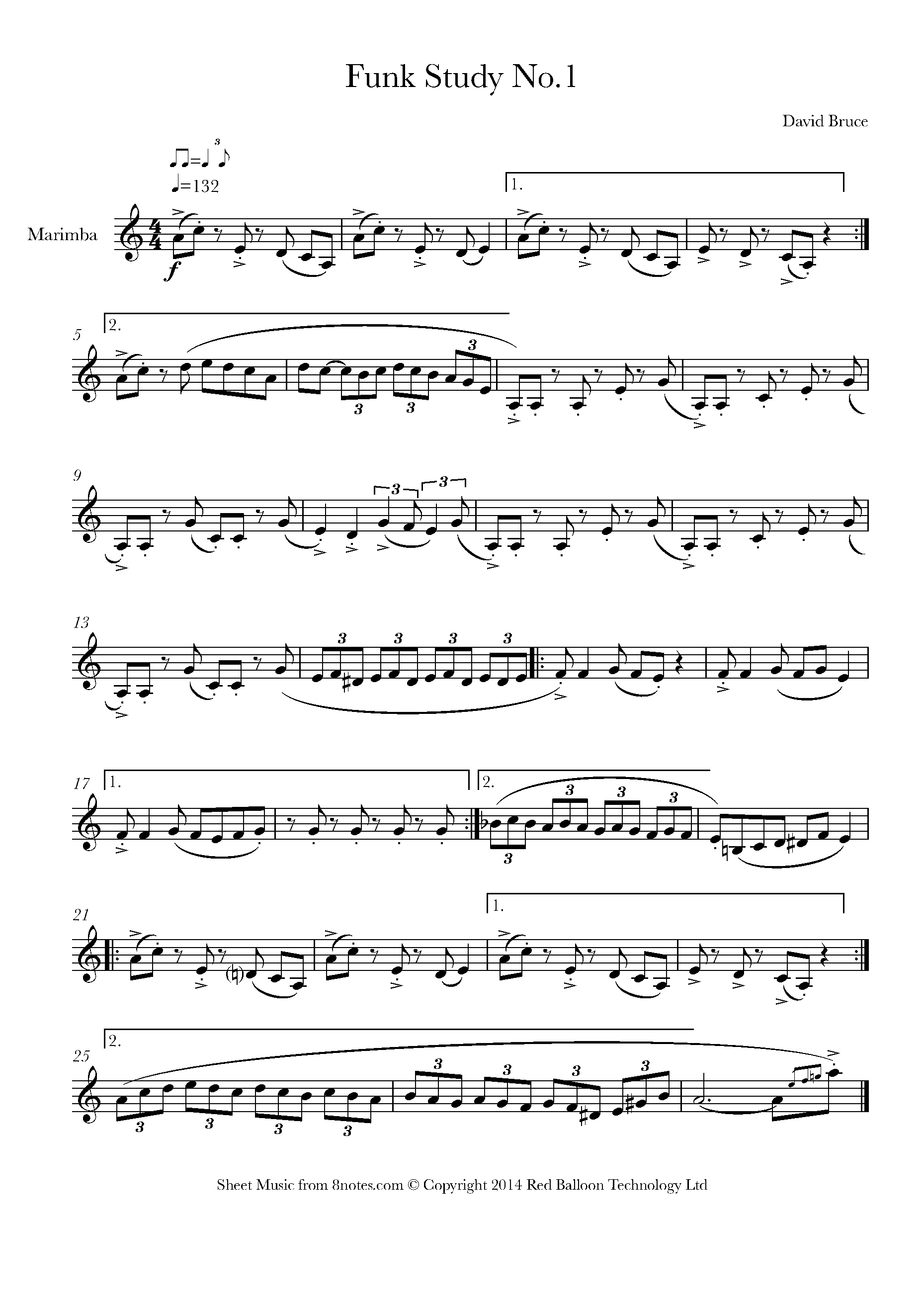 David Bruce - Funk Study No.1 Sheet music for Percussion - 8notes.com
