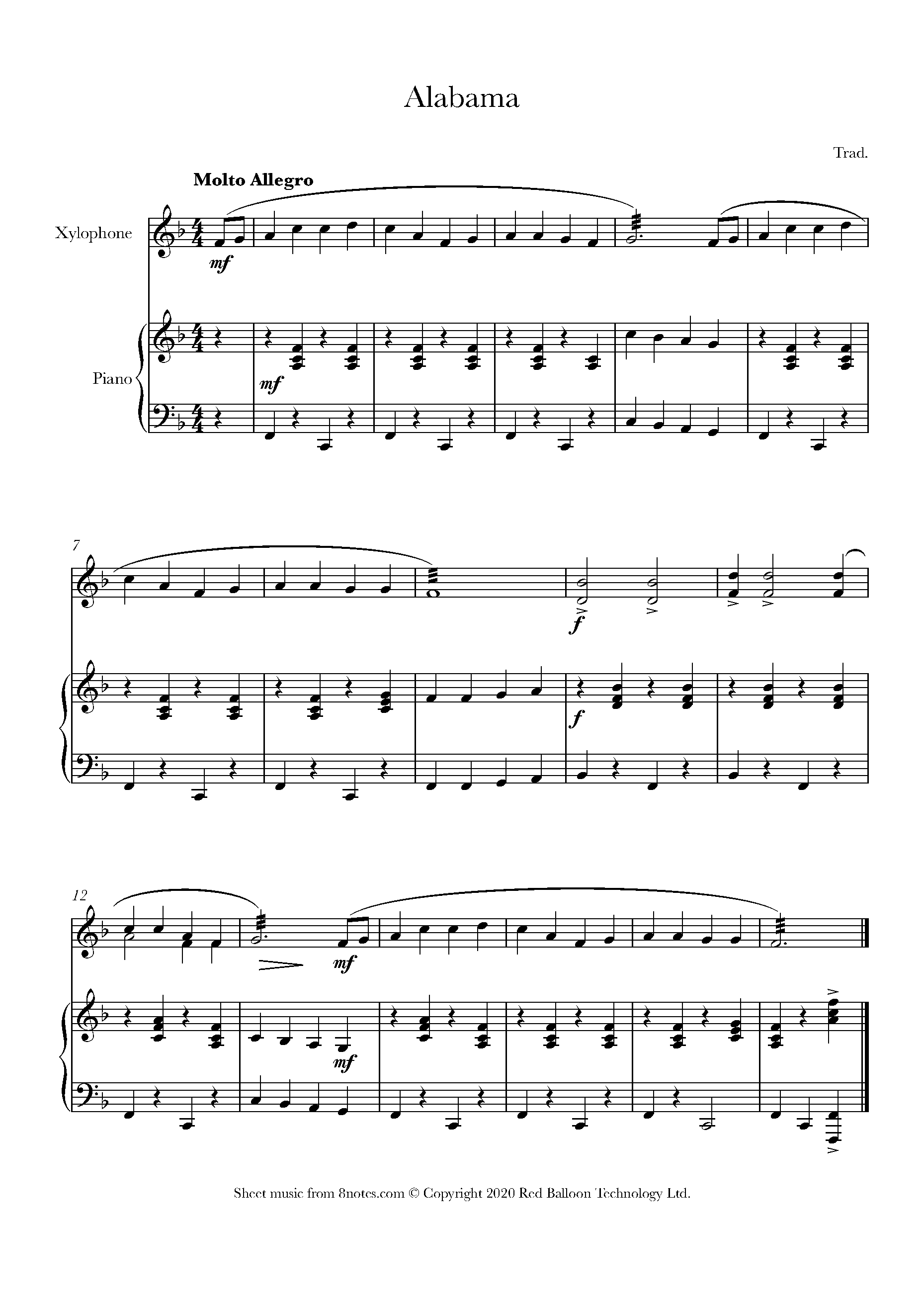 Alabama Sheet music for Percussion - 8notes.com