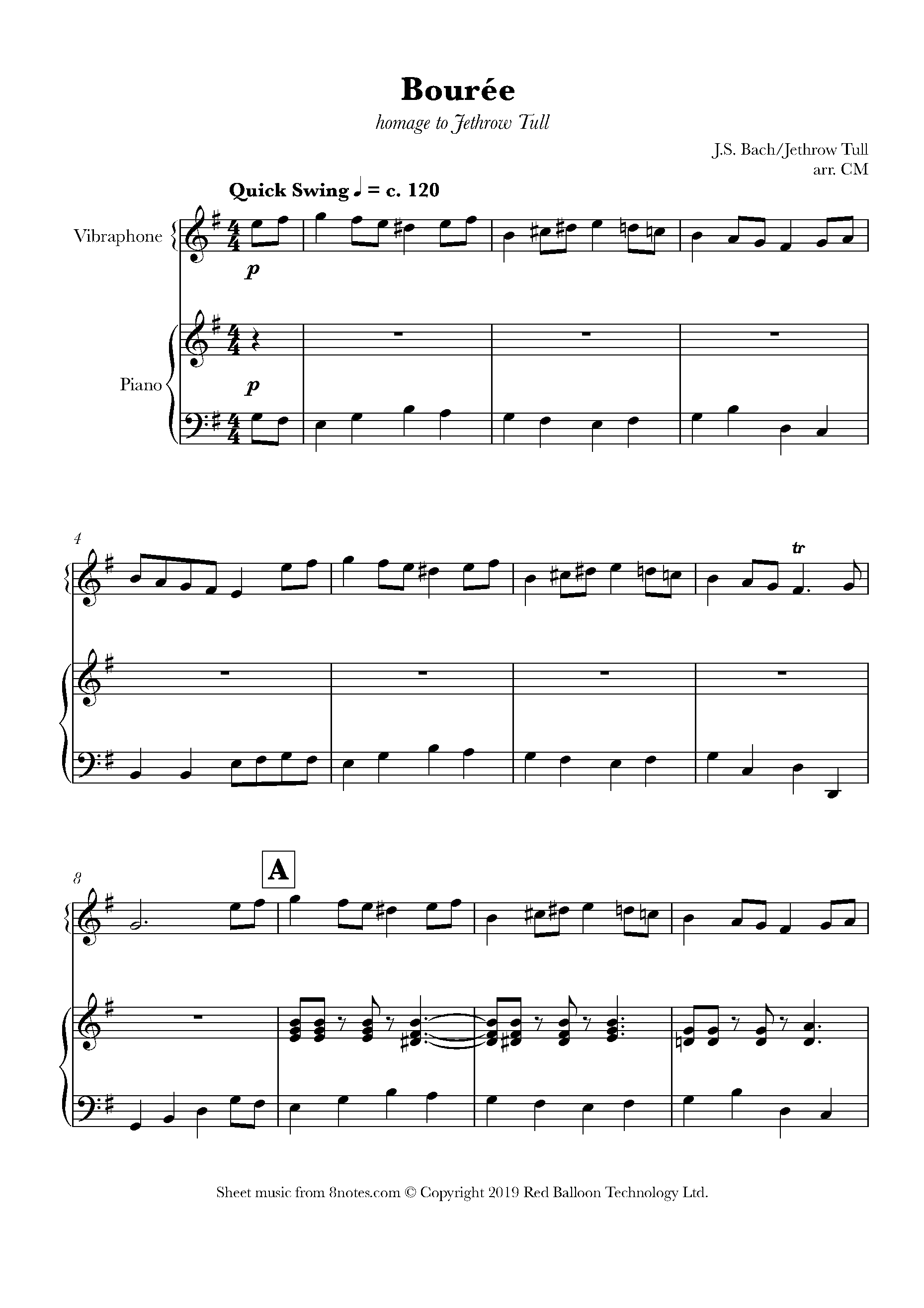 Jethro Tull - Swinging Bouree (Homage to Jethro Tull) Sheet music for ...