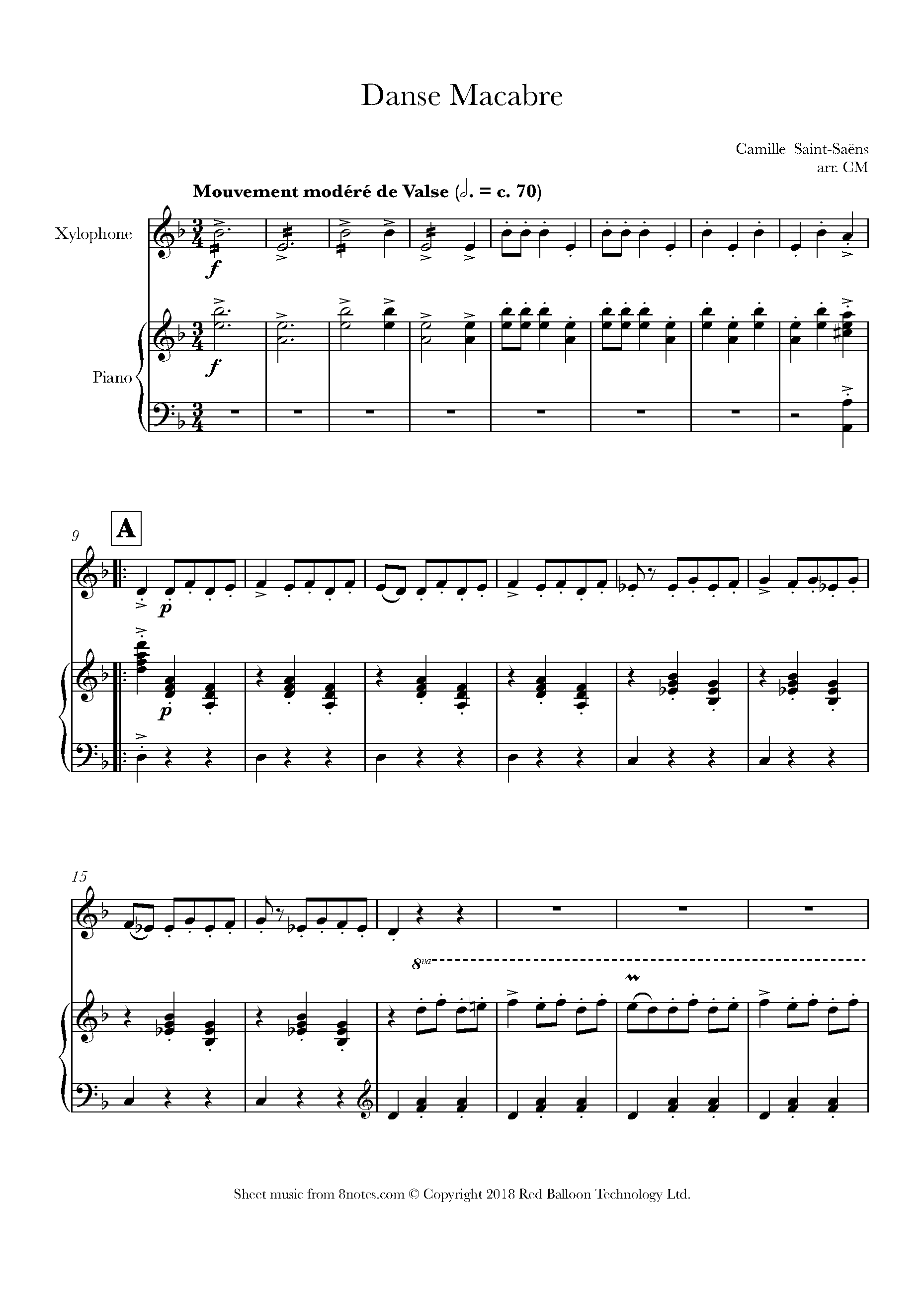 Saint-Saëns - Danse Macabre Sheet music for Percussion - 8notes.com