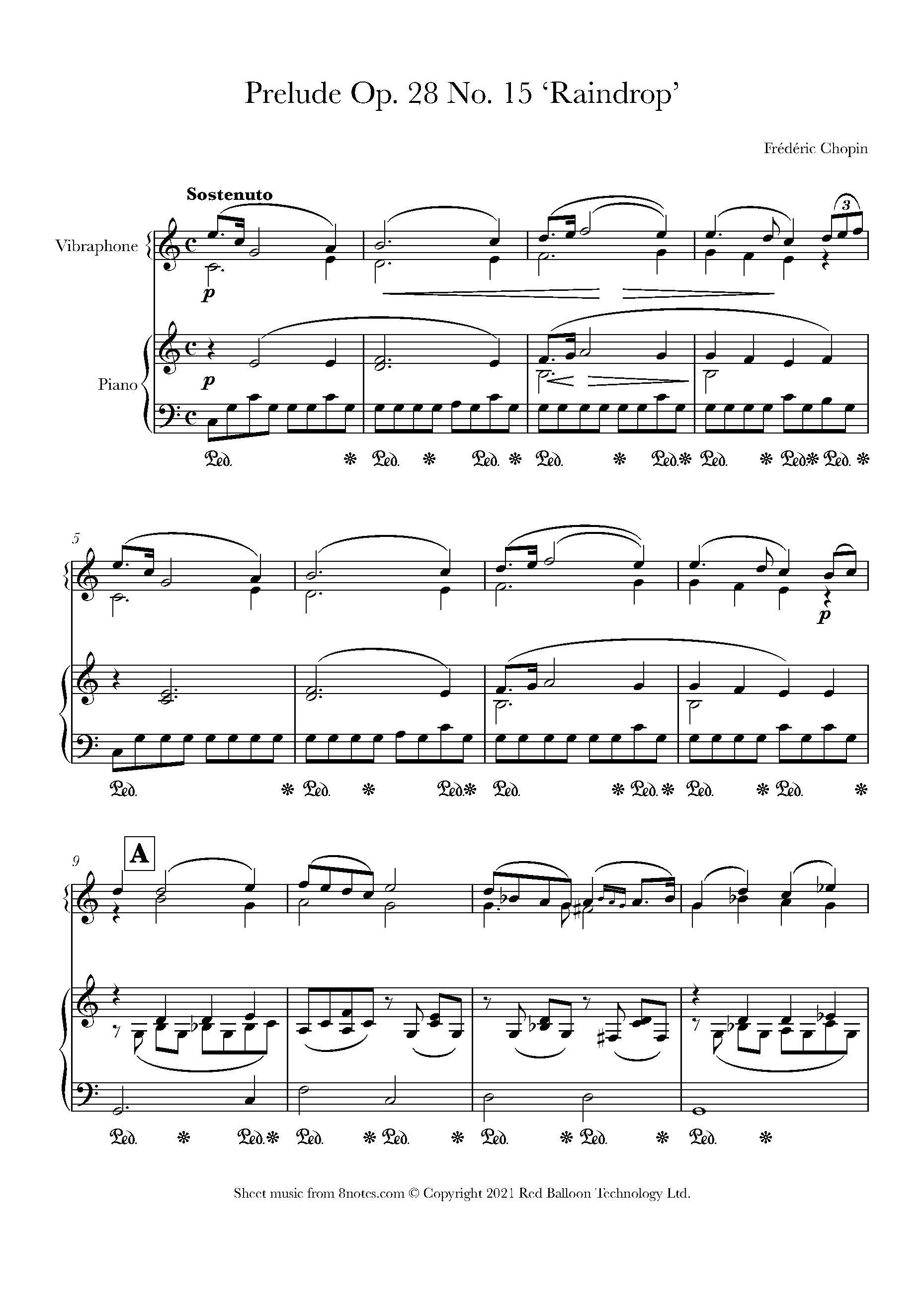 Chopin - Prelude Op. 28 No. 15 'Raindrop' Sheet music for Percussion ...