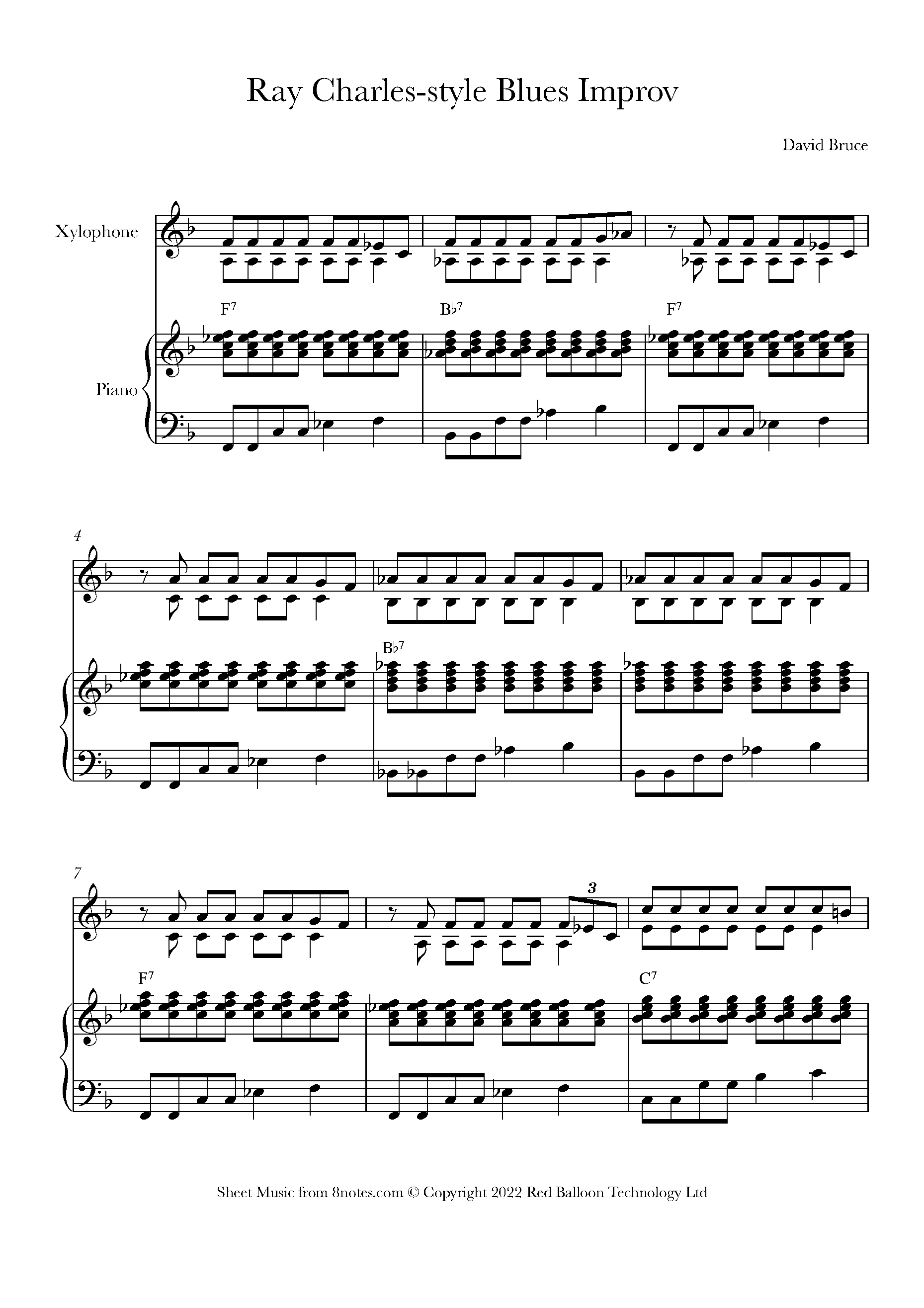 Ray Charles - Ray Charles -Style 12 bar blues Improv Sheet music for ...