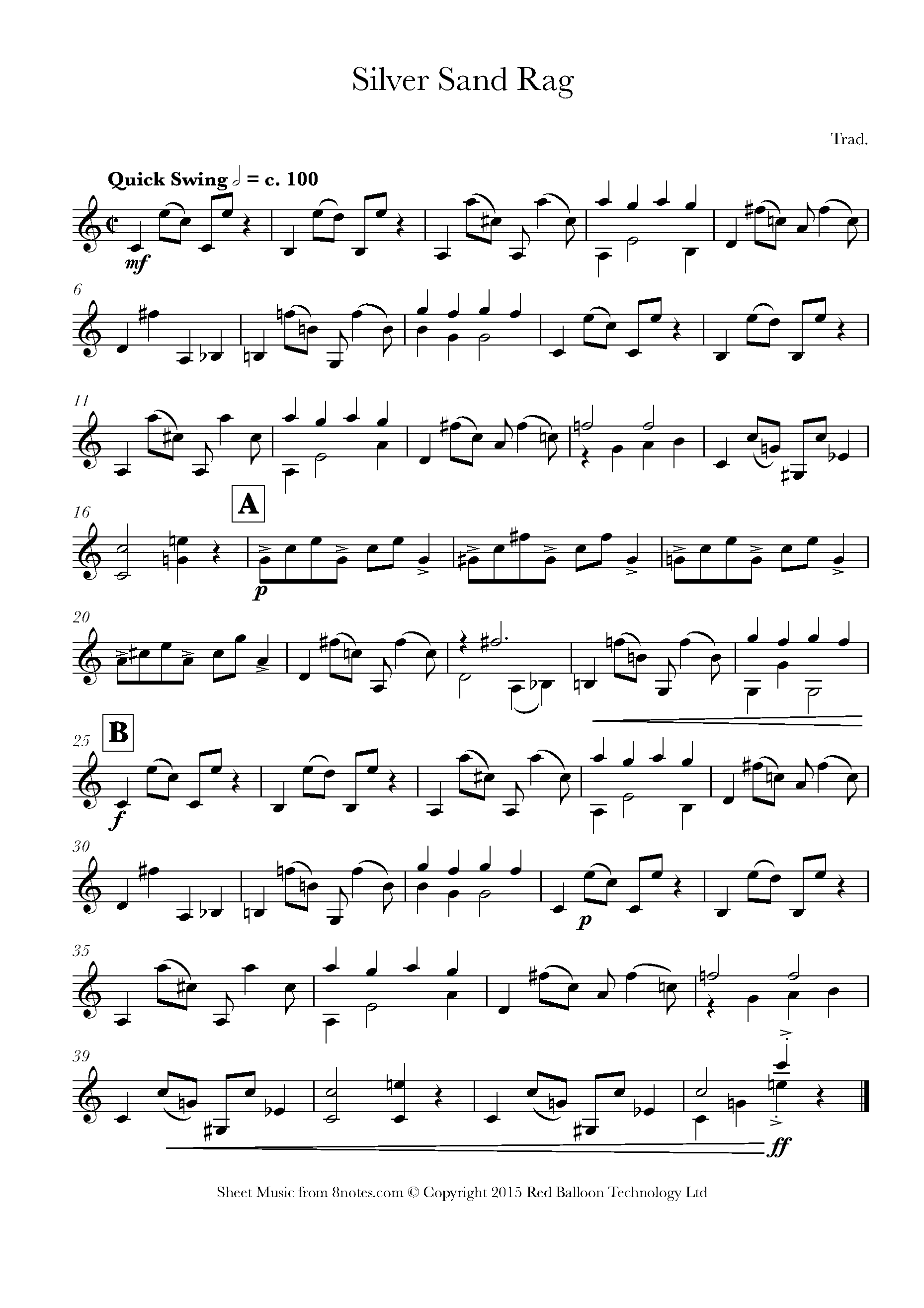 Silver Sand Rag Sheet music for Percussion - 8notes.com