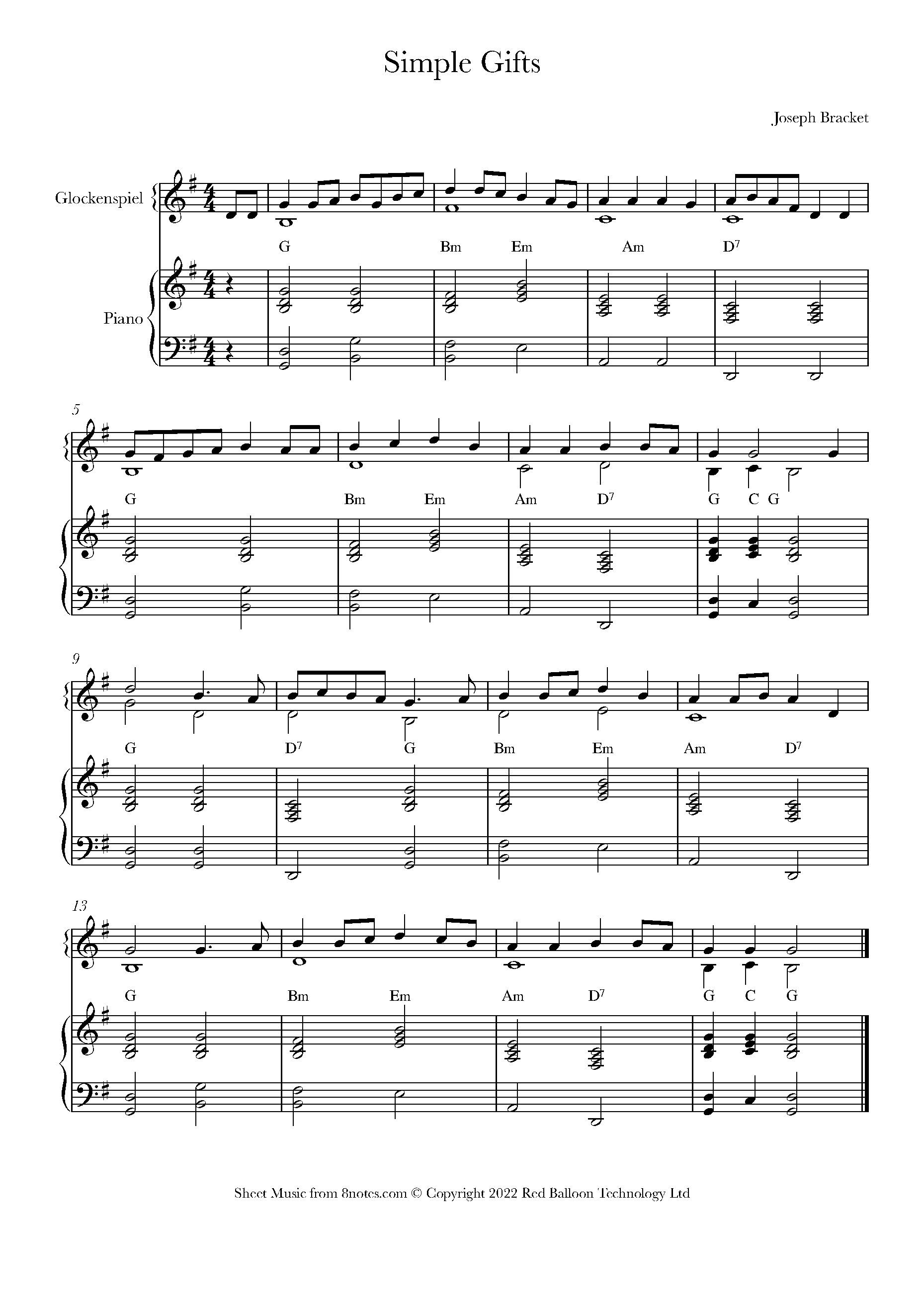 Simple Gifts (appalachian shaker song) Sheet music for Percussion ...