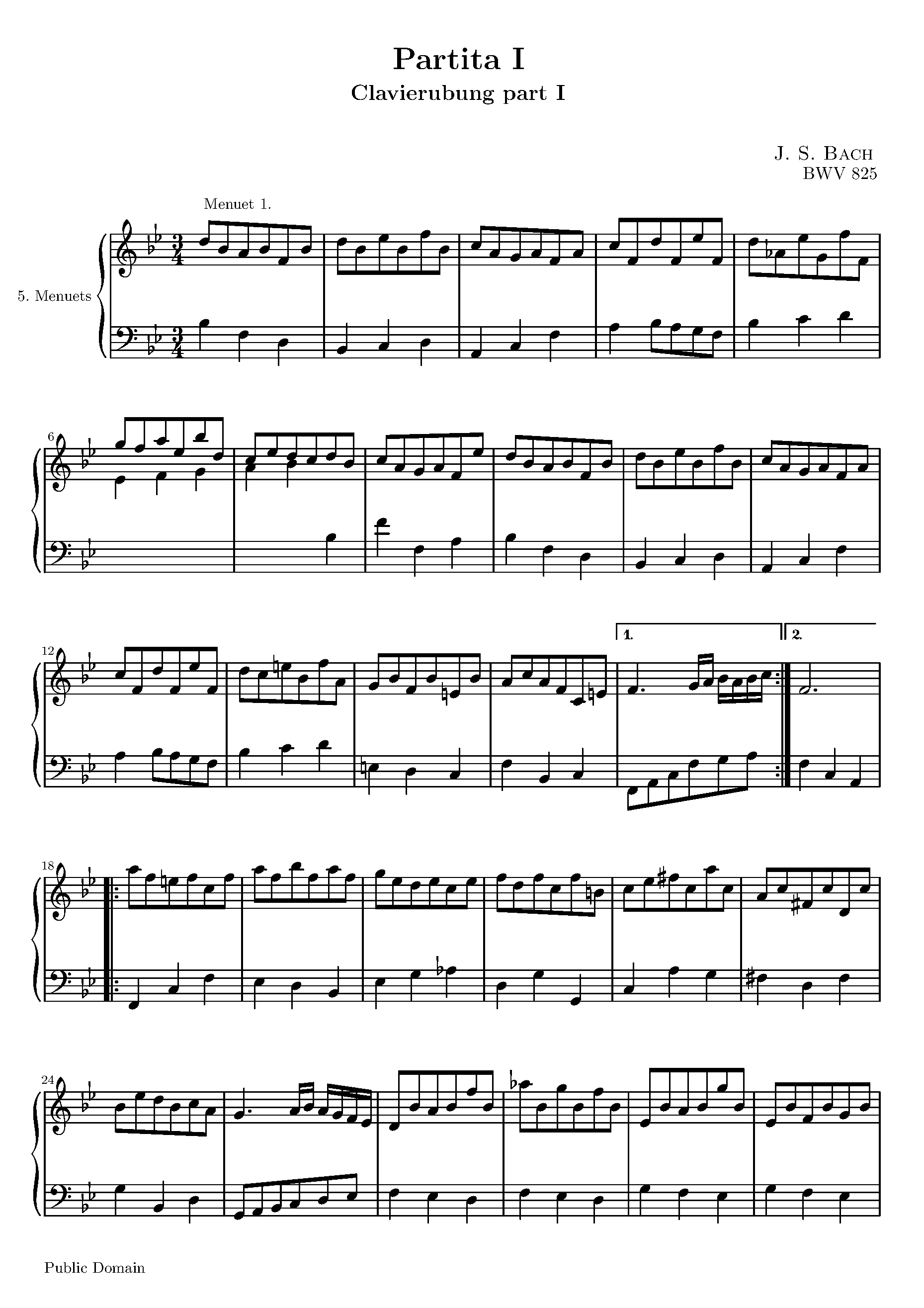 Bach, Johann Sebastian - Partita I 5th BWV 825 Sheet music for Piano ...