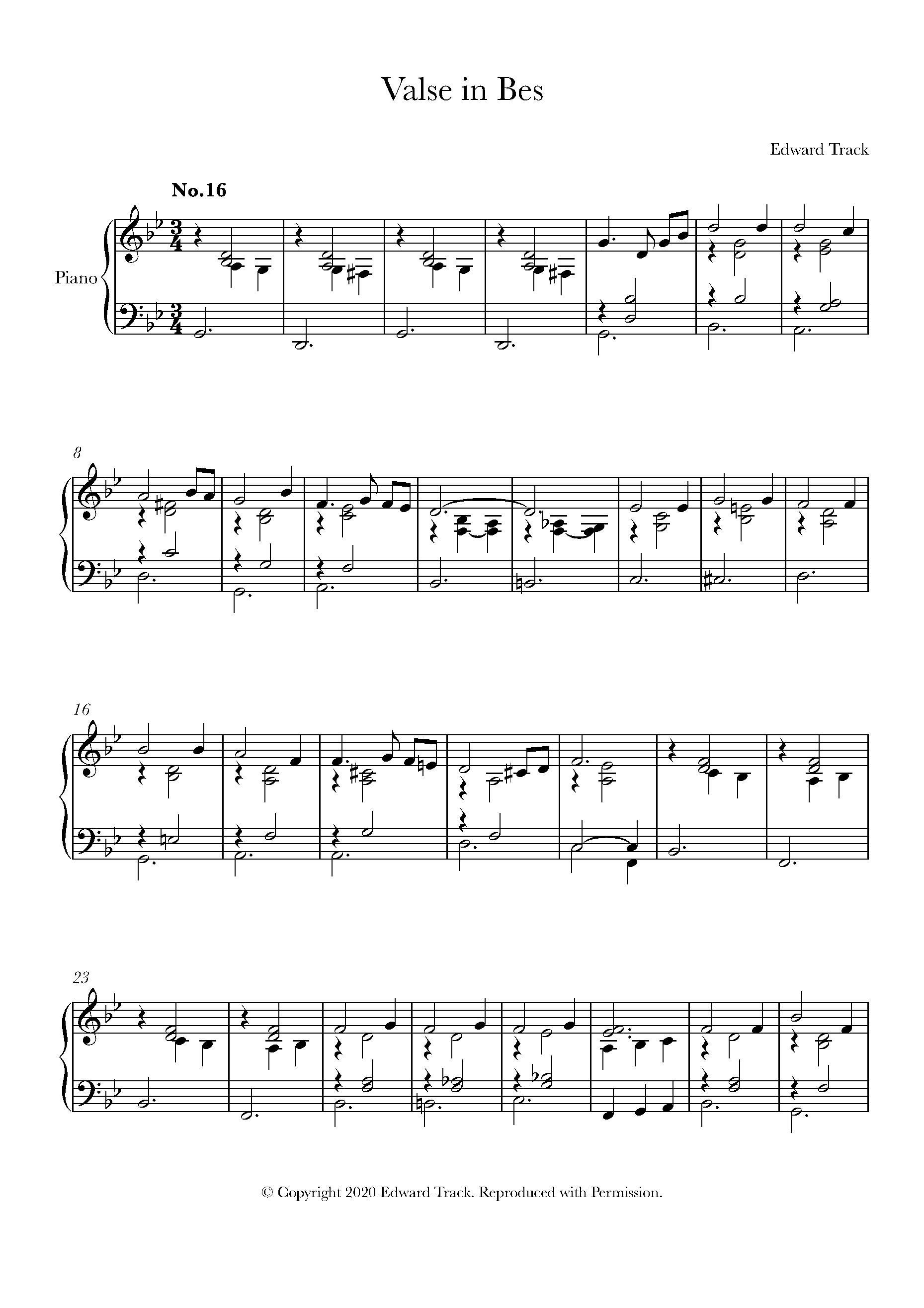 Track - No. 16, Valse in Bes Sheet music for Piano - 8notes.com