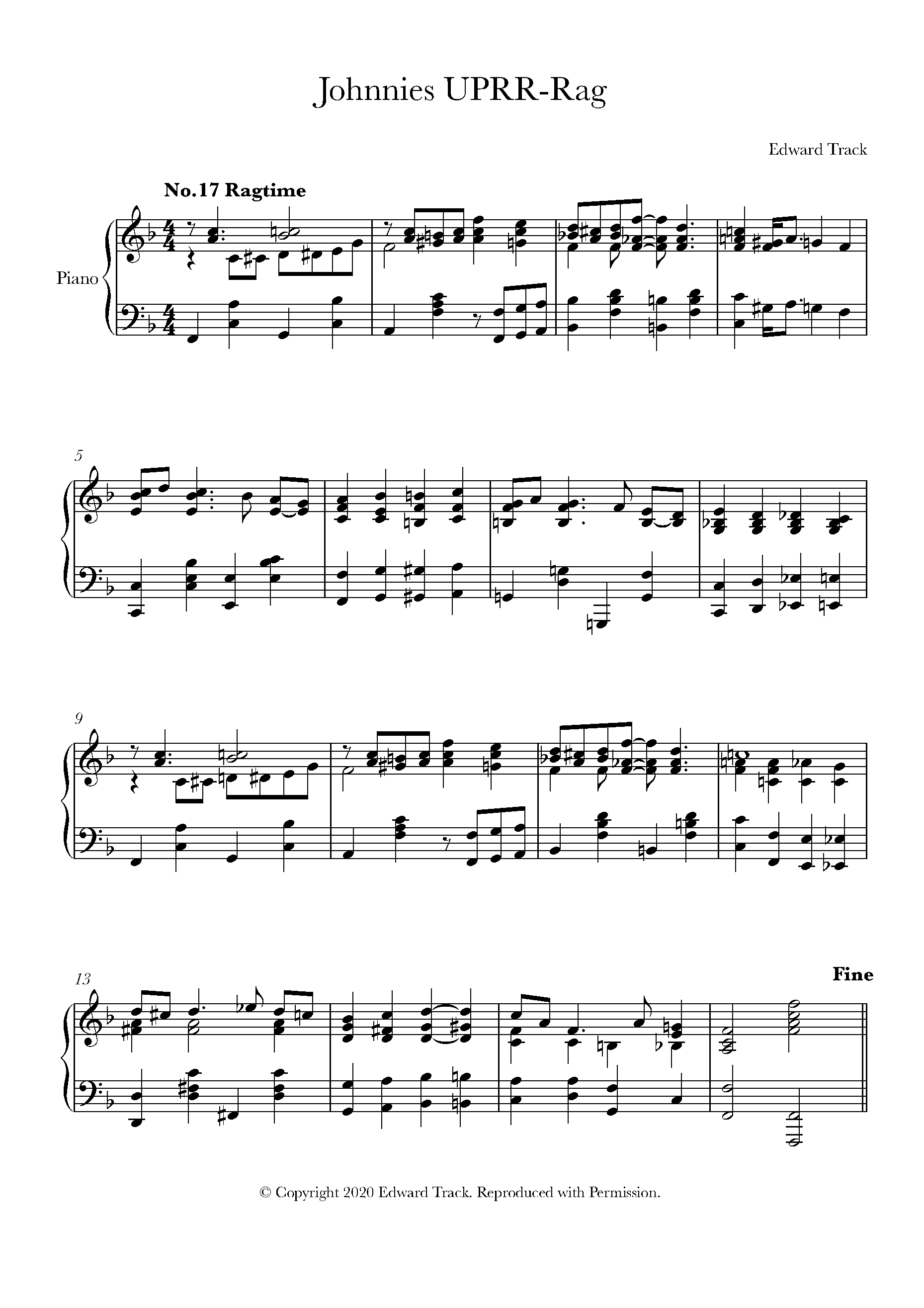 Track - No.17, Johnnies UPRR Rag Sheet music for Piano - 8notes.com