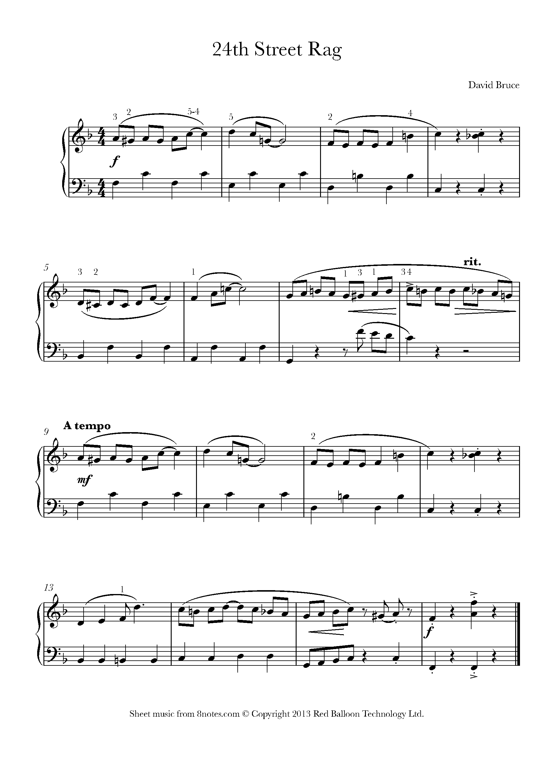 David Bruce - 24th Street Rag Sheet music for Piano - 8notes.com