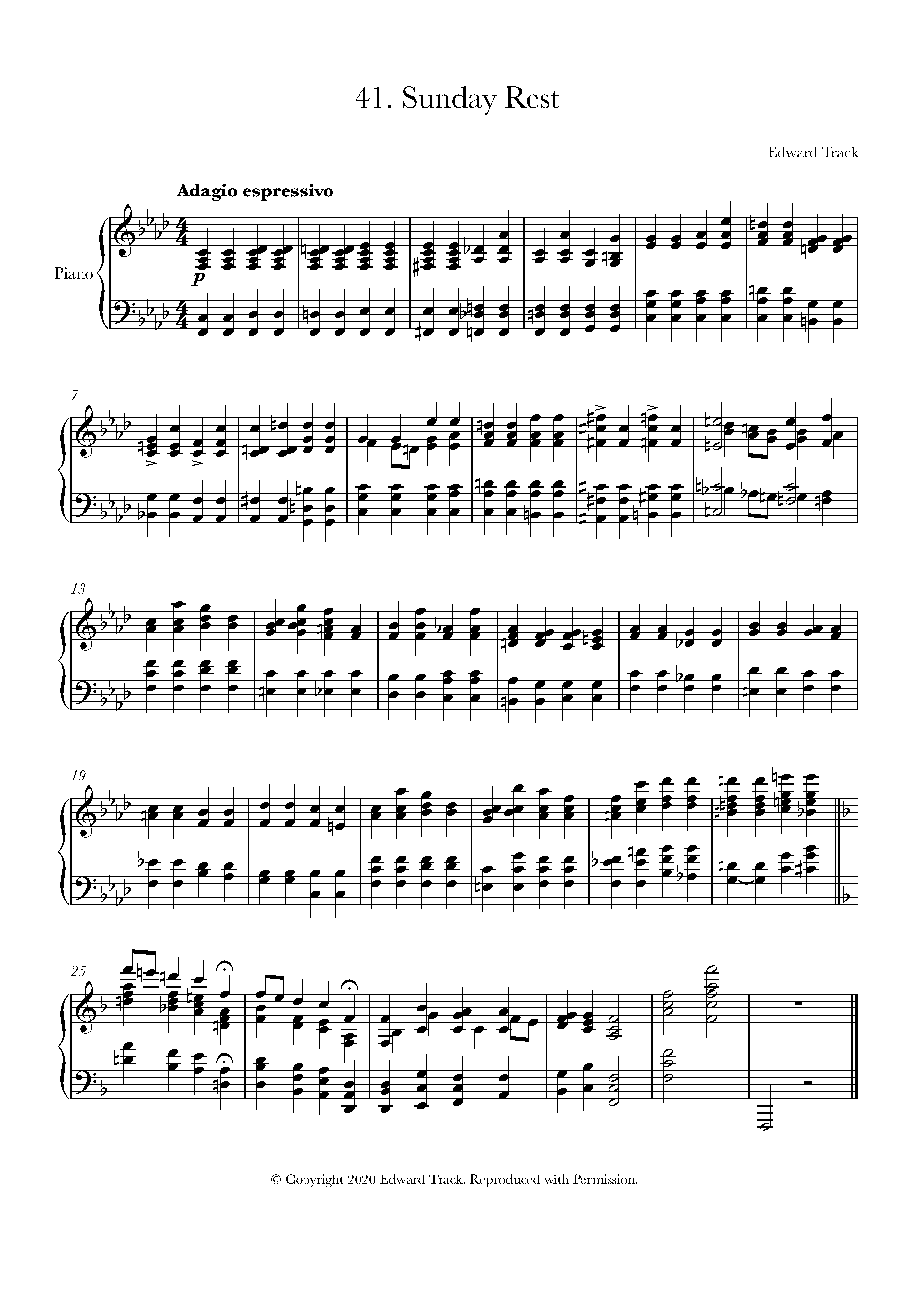 Track - 41 Sunday Rest Sheet music for Piano - 8notes.com