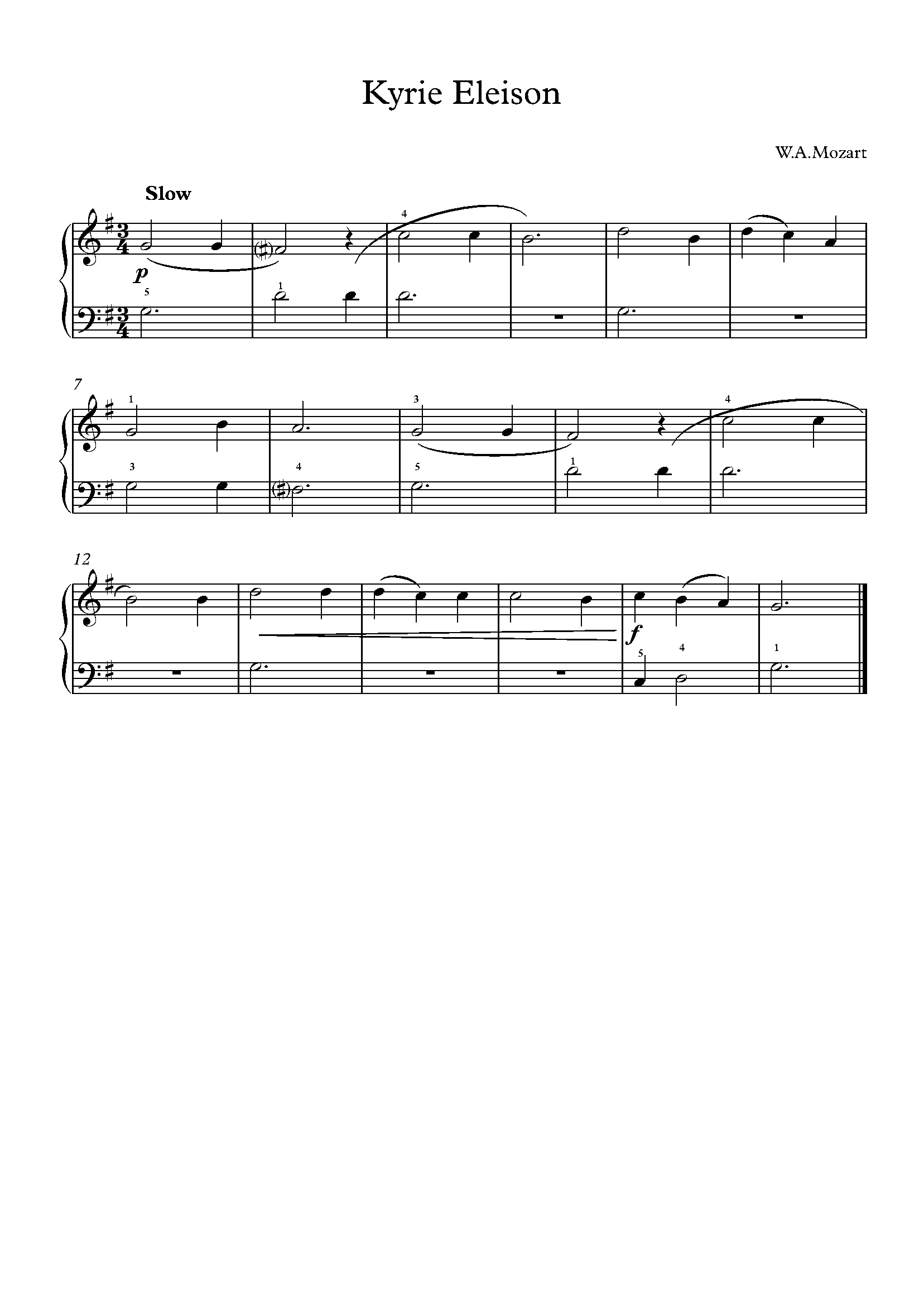 Mozart - Kyrie Eleison Sheet music for Piano - 8notes.com