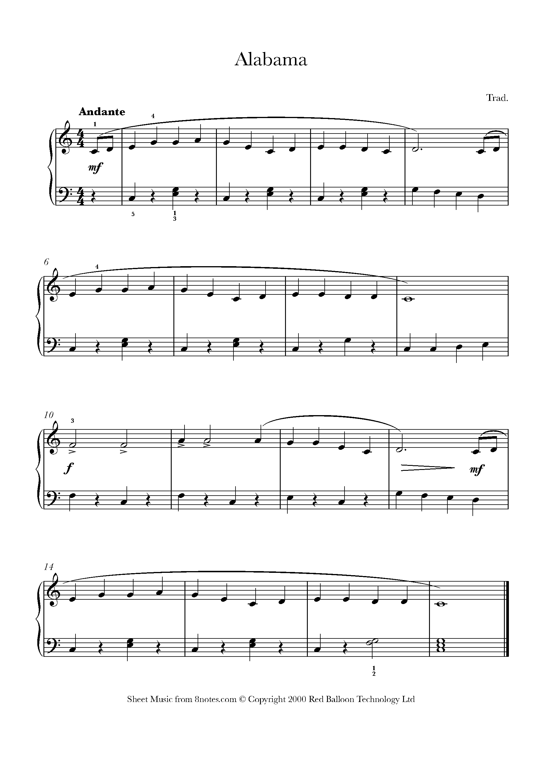 Alabama Sheet music for Piano - 8notes.com