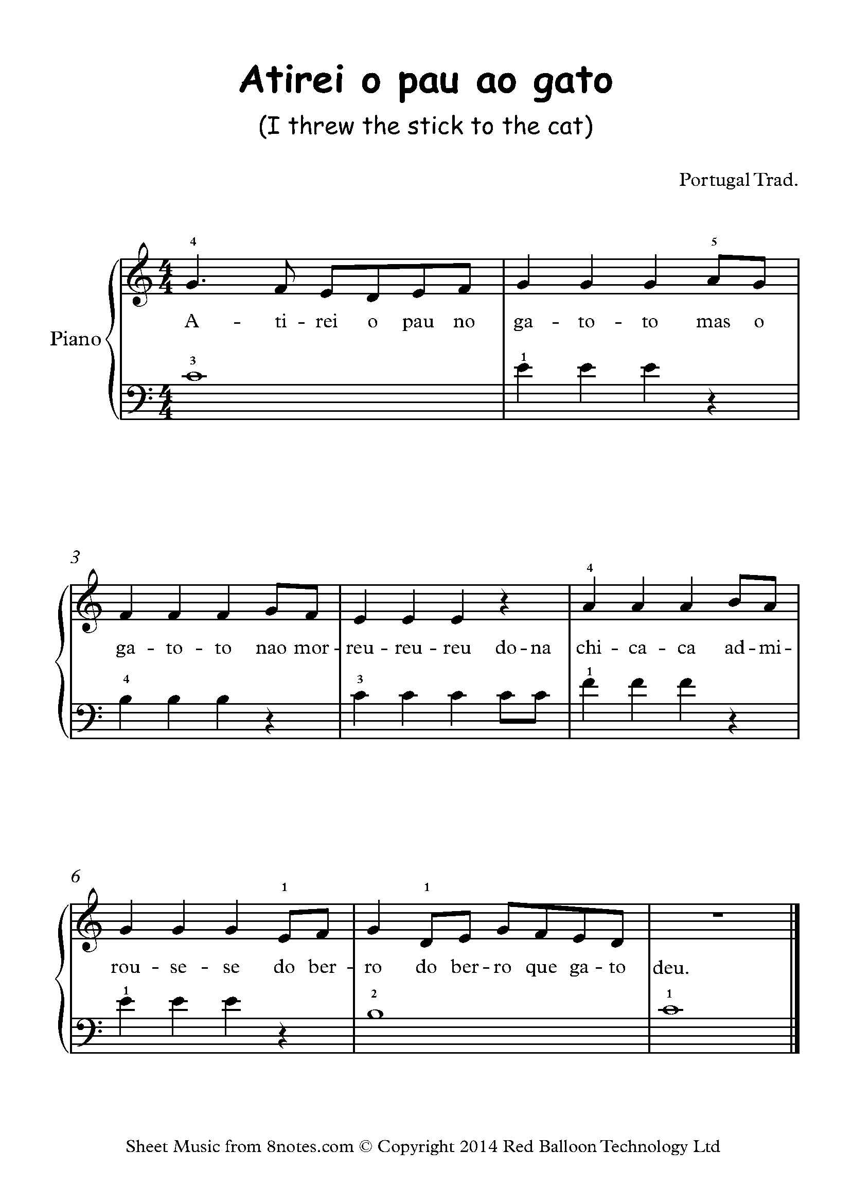 Partitura Atirei O Pau No Gato - BRAINCP