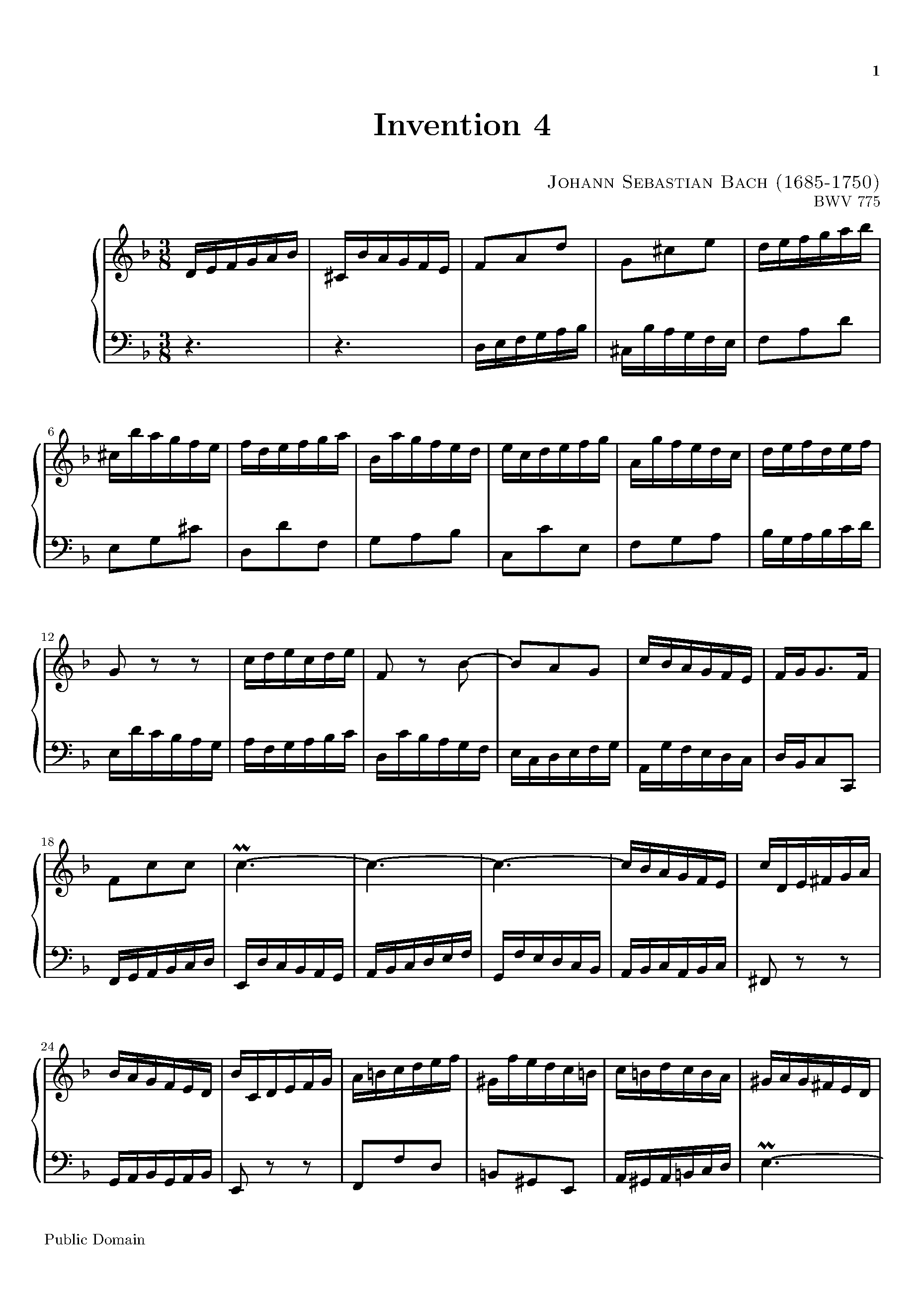Bach, Johann Sebastian - Invention 4 BWV 775 Sheet music for Piano ...