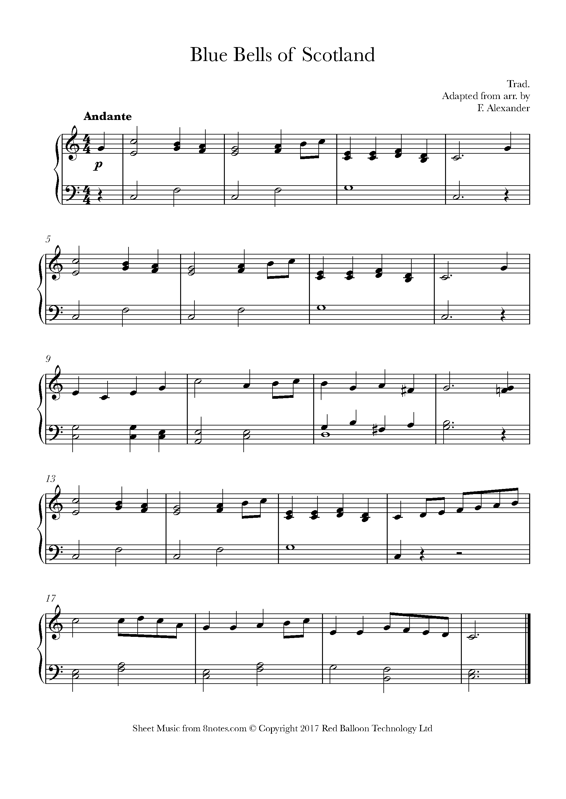 Blue Bells of Scotland Sheet music for Piano - 8notes.com